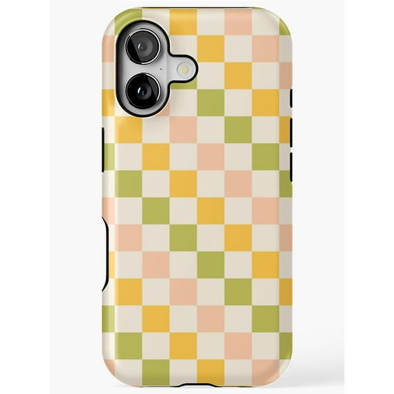 Diagonal Check Stripe Groovy Pastel Style iPhone Case 11 12 13 14 15 16 ...