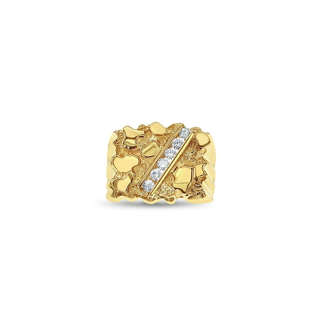 Diagonal Diamond Nugget Mens Ring - Walmart.com