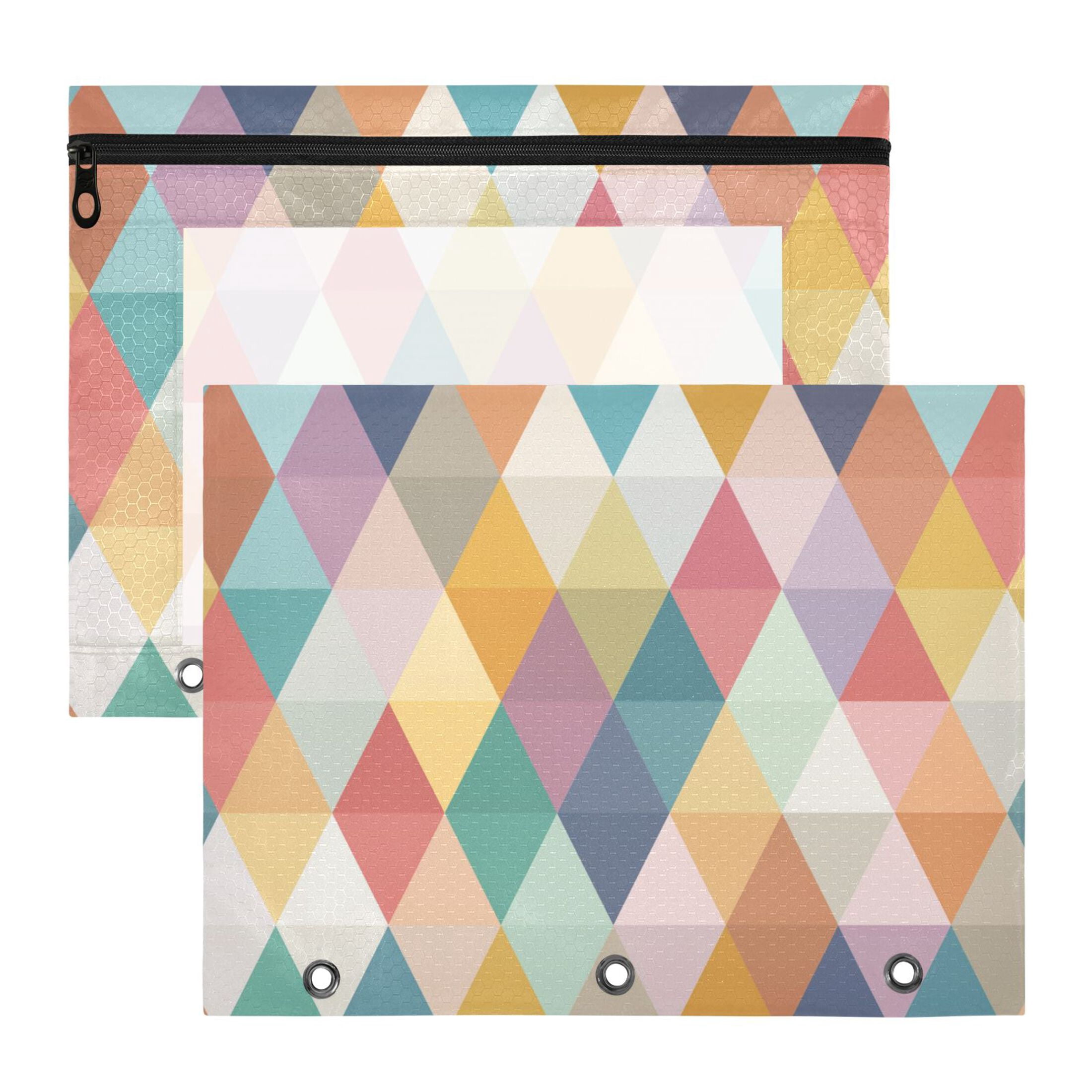 Diagonal Pattern Seamless Pastel Hues 3-Ring Binder Pocket with Zipper ...