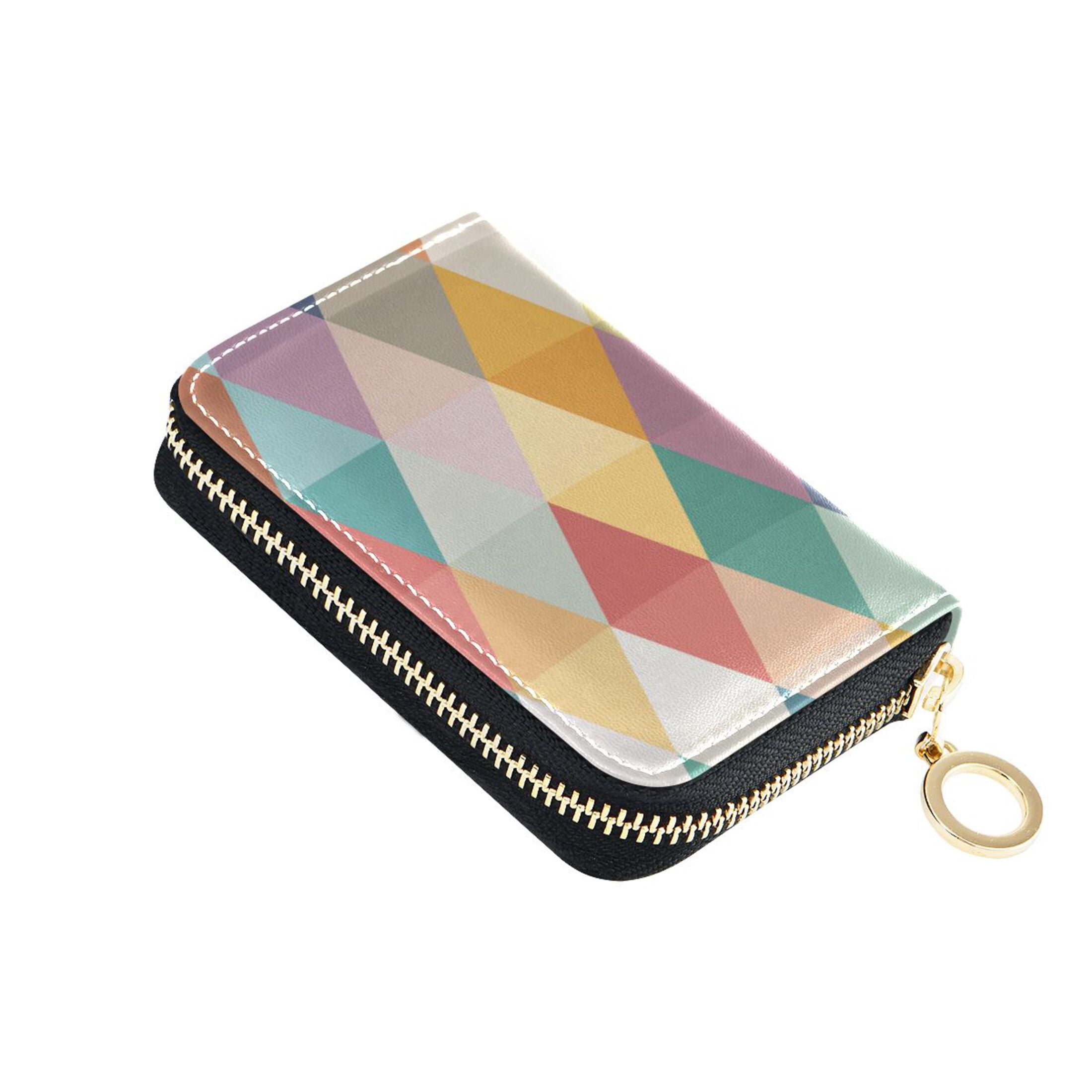 Diagonal Pattern Seamless Pastel Hues Women's Credit Card Holder PU ...