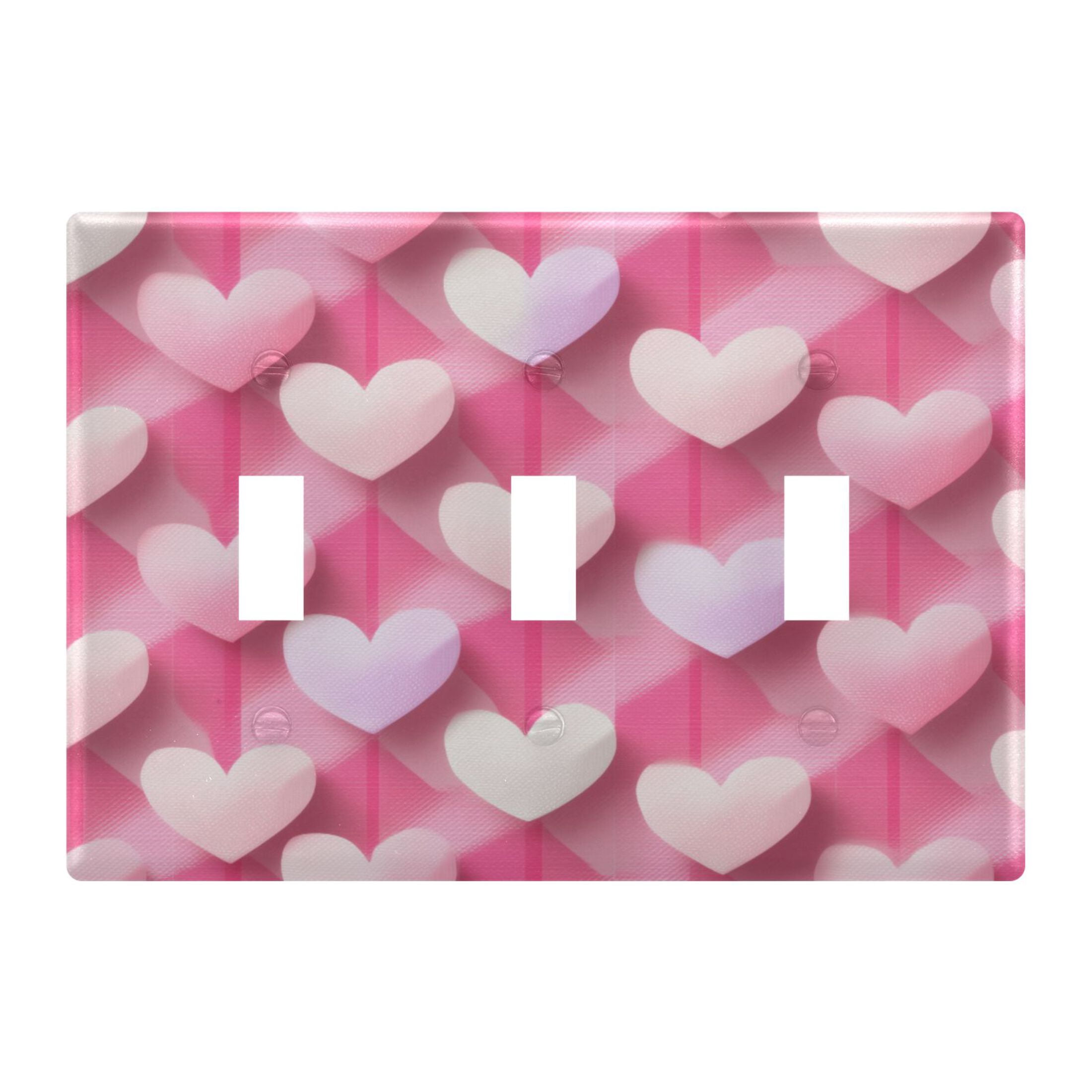 Diagonal Pink Plaids Valentine Hearts Light Switch Cover Electrical ...