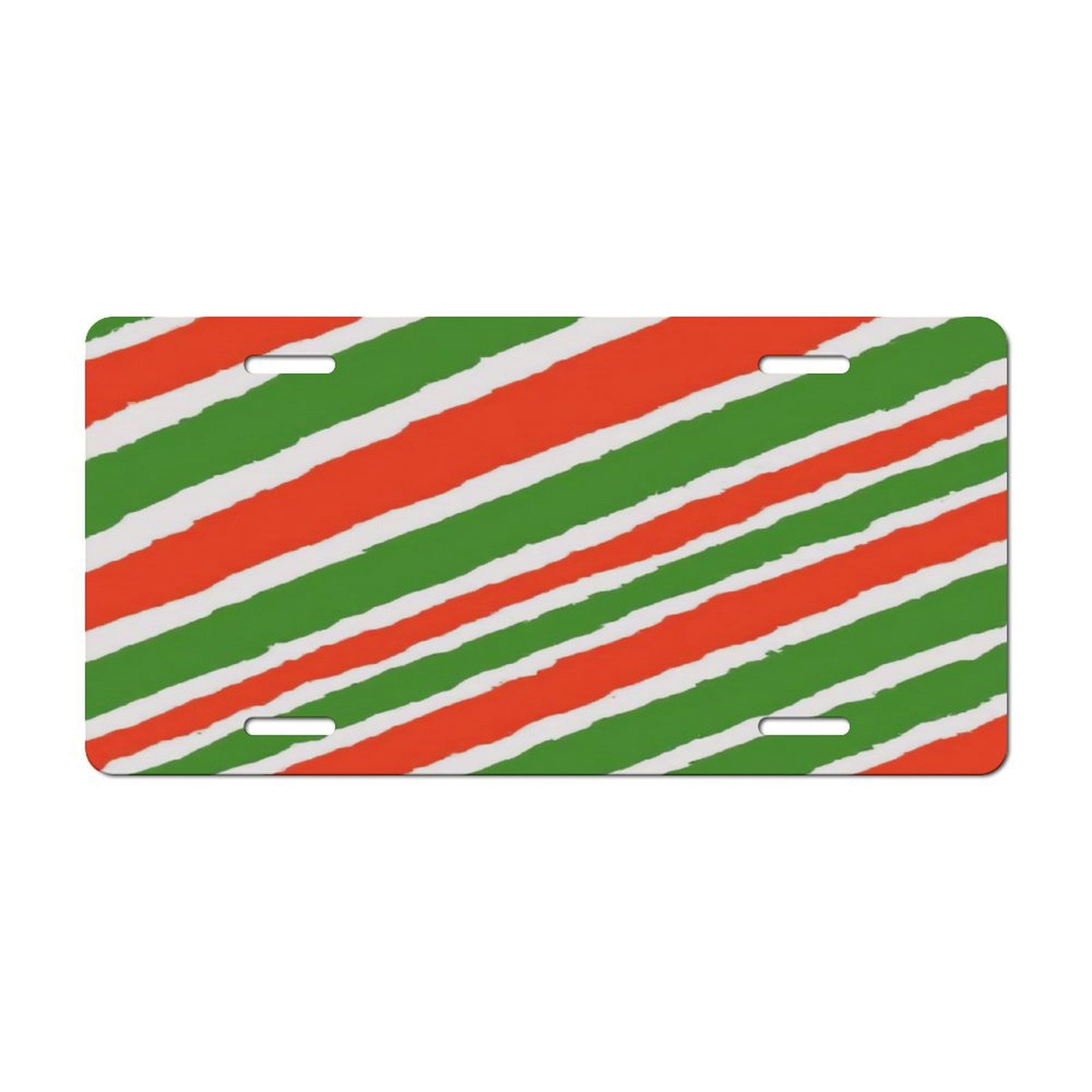 Diagonal Red, Green, White Stripes License Plate Lightweight Aluminum ...