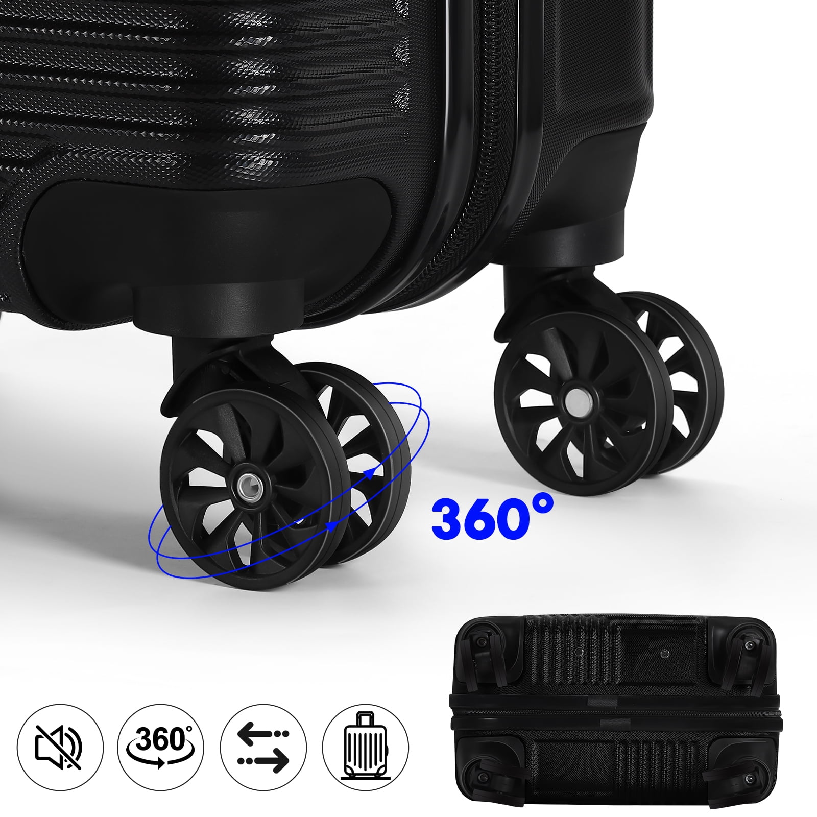 Diagonal Stripe Luggage ABS 2-Piece Set (14"+20") Black - Walmart.com