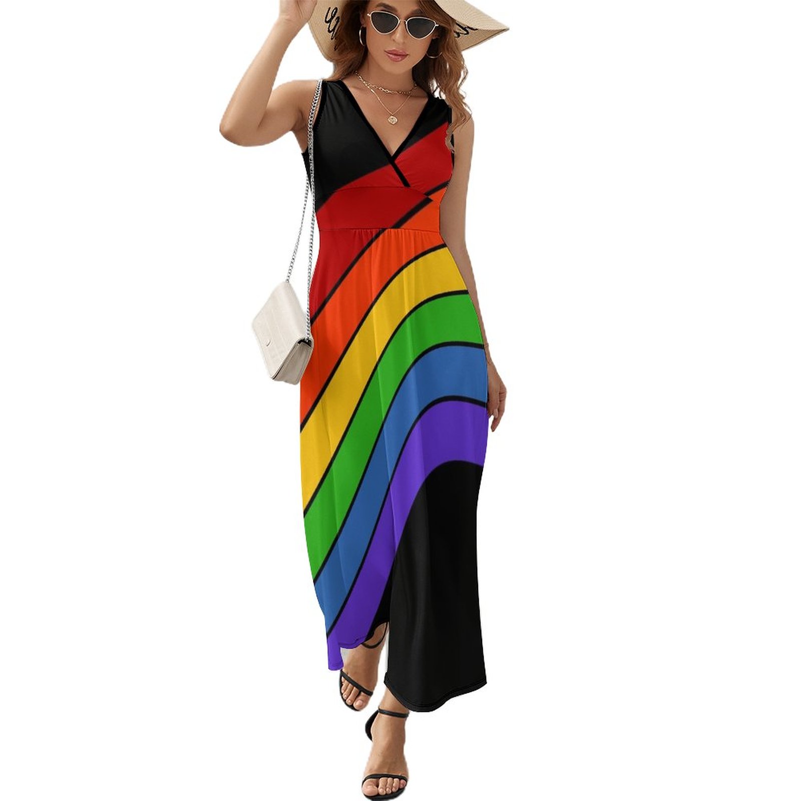 Diagonal Stripe Sleeveless Dress Dress woman Prom gown Summer dresses ...