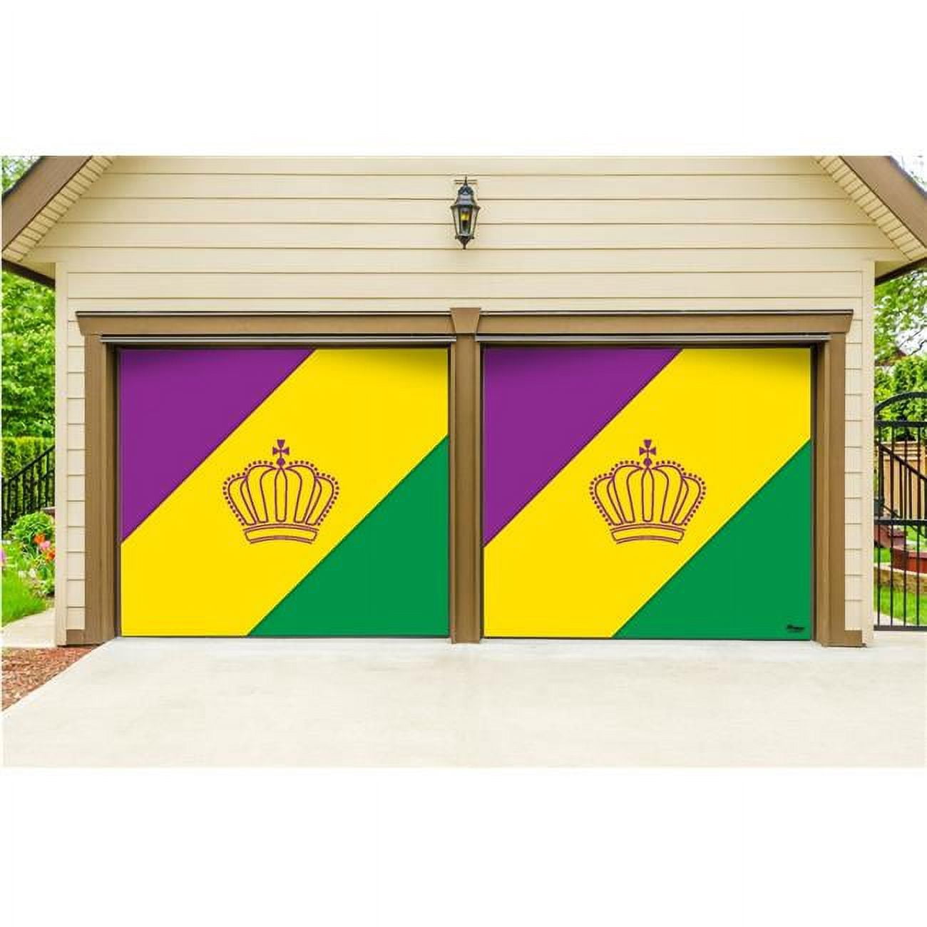 Diagonal Stripes - Mardi Gras 7 ft. x 8 ft. Split Garage Door Decor ...