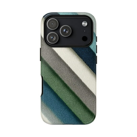 Diagonal Teal Gray Blue Stripes Abstract Design for iPhone 17 16 15 14 ...