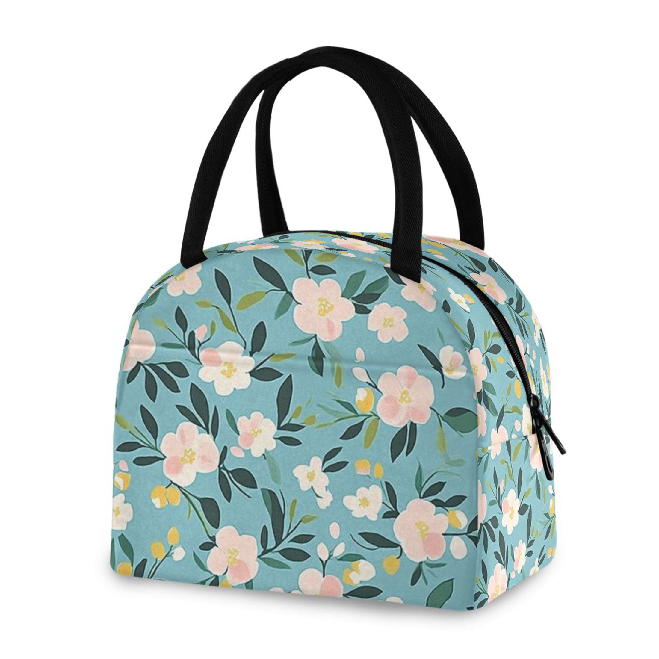 Diagram Of Daisies and Leaves Insulated Lunch Bag for Women Portable ...