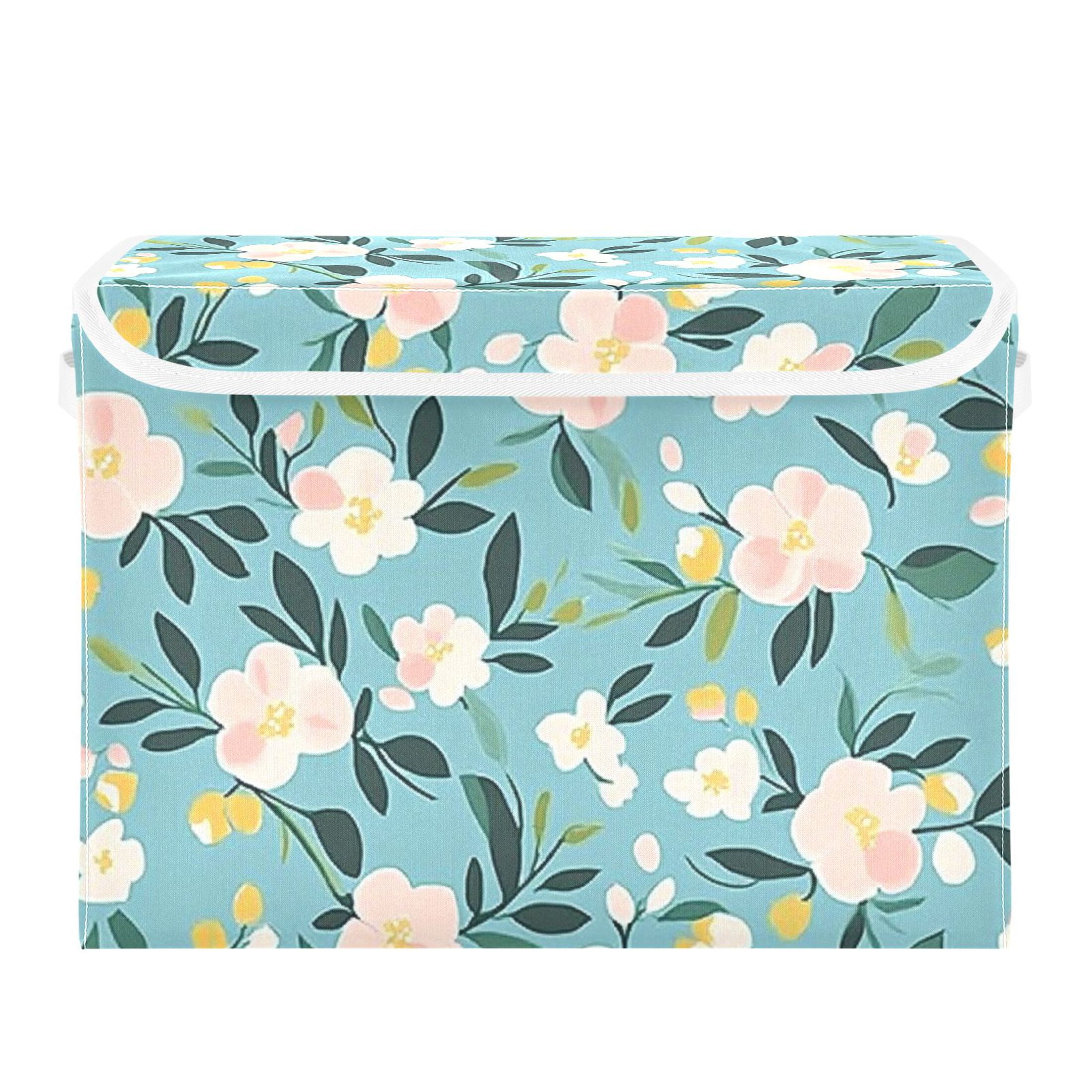 Diagram Of Daisies and Leaves Large Storage Bins with Linen Collapsible ...