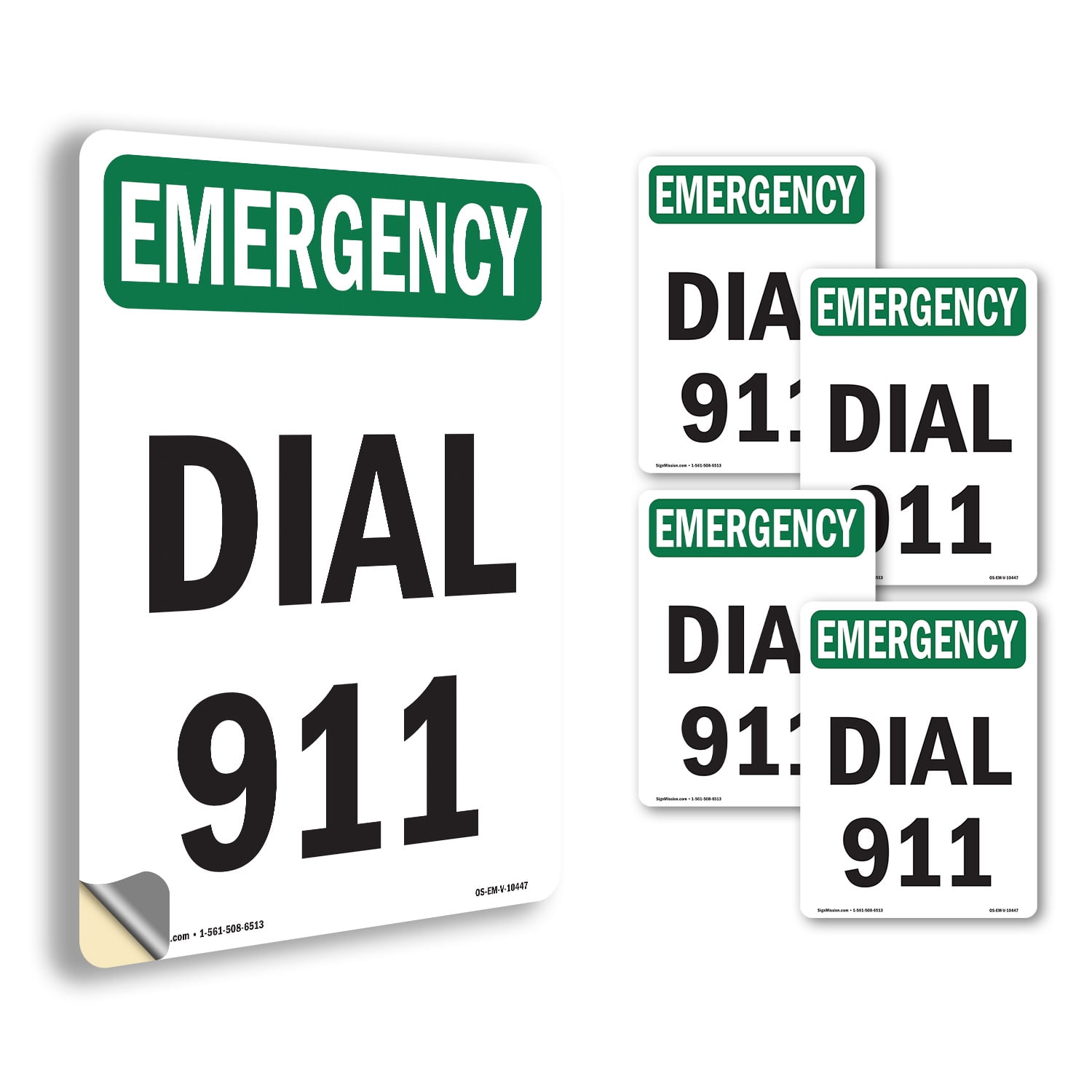 Dial 911 OSHA Emergency Vinyl Decal Label 18 Inch x 12 Inch - 5 Pack ...