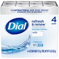 Dial Antibacterial Body Wash Bar Soap, Refresh & Renew, White, 4 oz, 4 ...