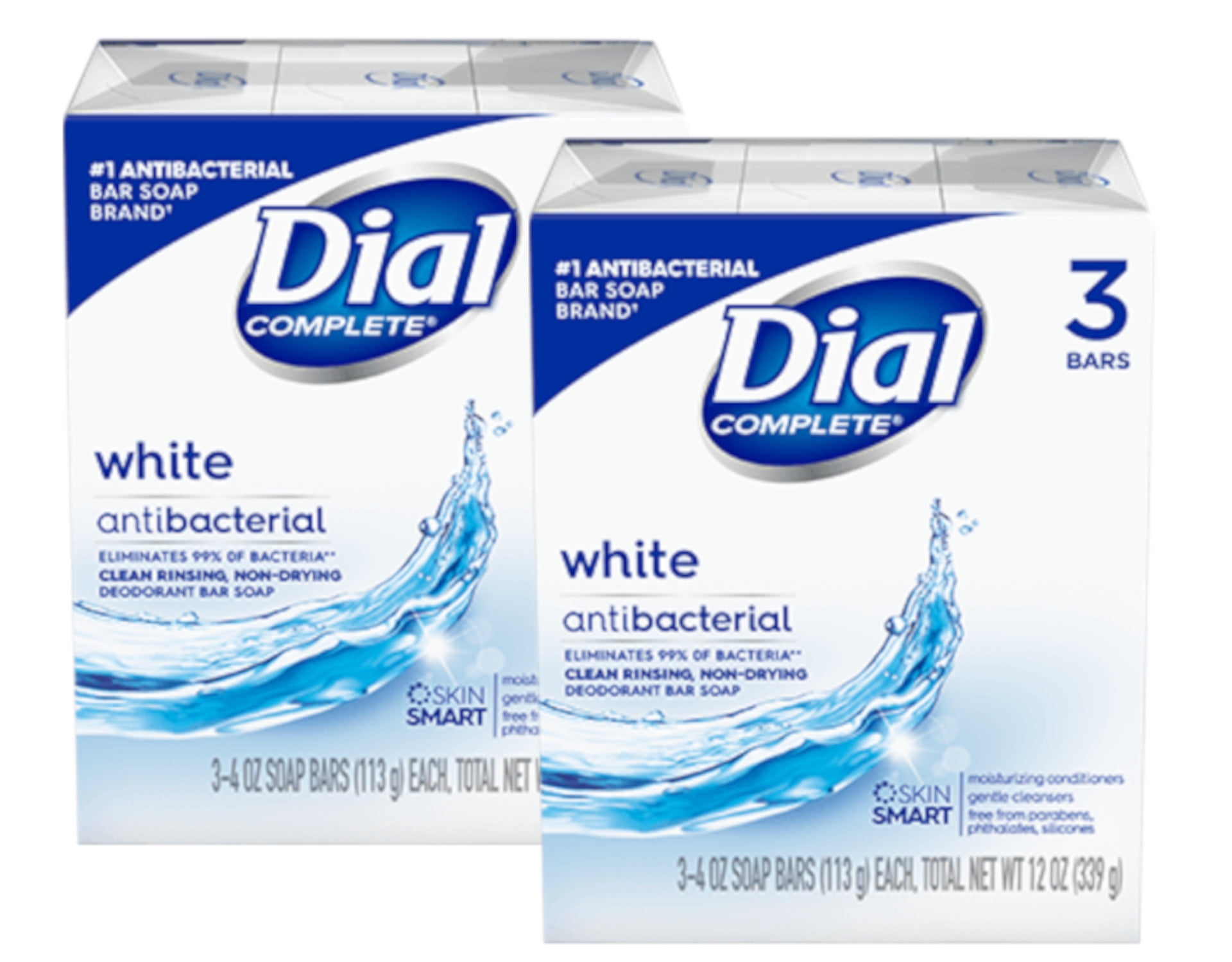 Dial Antibacterial Deodorant Bar Soap, 4 oz bars, White, 3 ea Pack of 2 ...