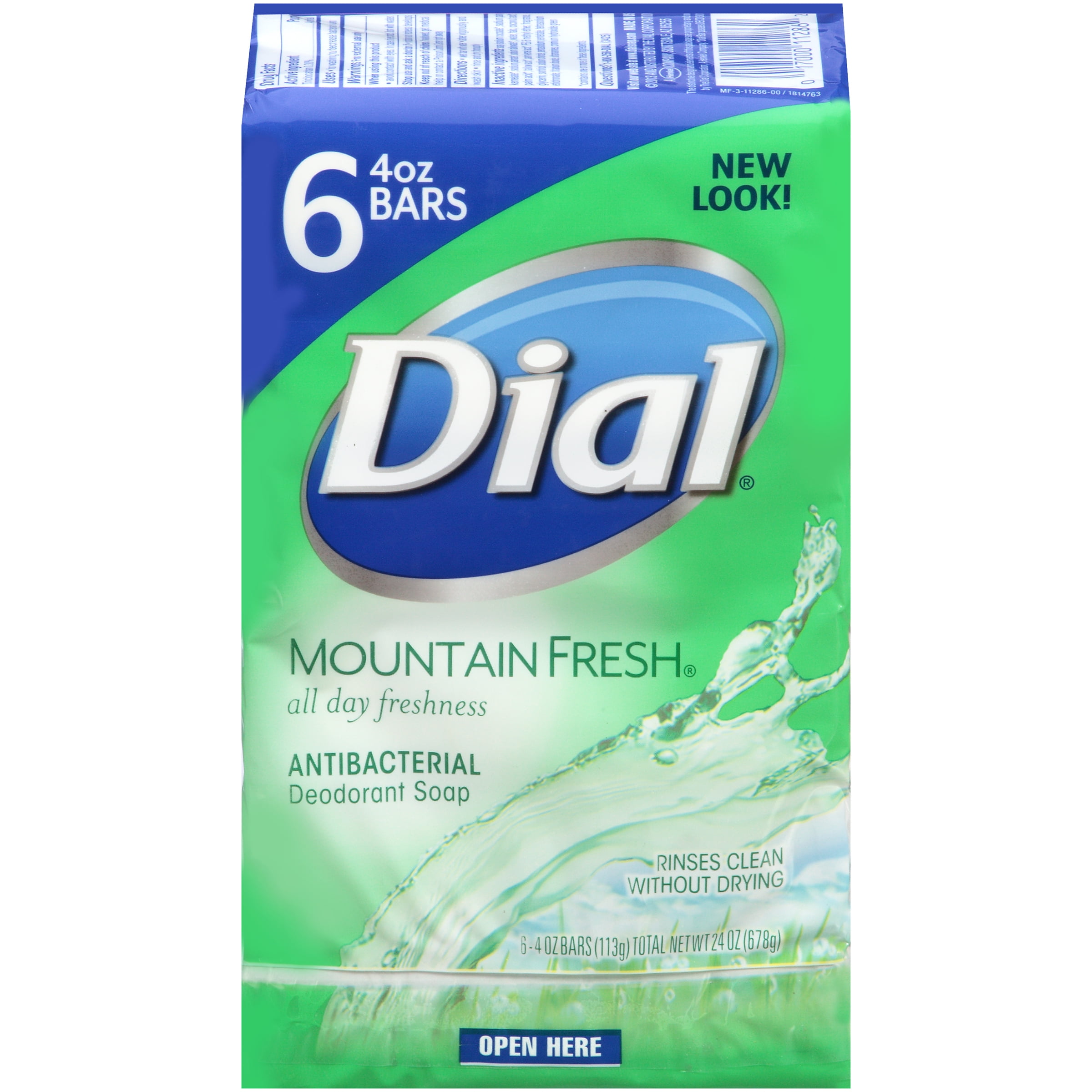 Dial Antibacterial Deodorant Bar Soap, Mountain Fresh, 4 Ounce, 6 Bars ...