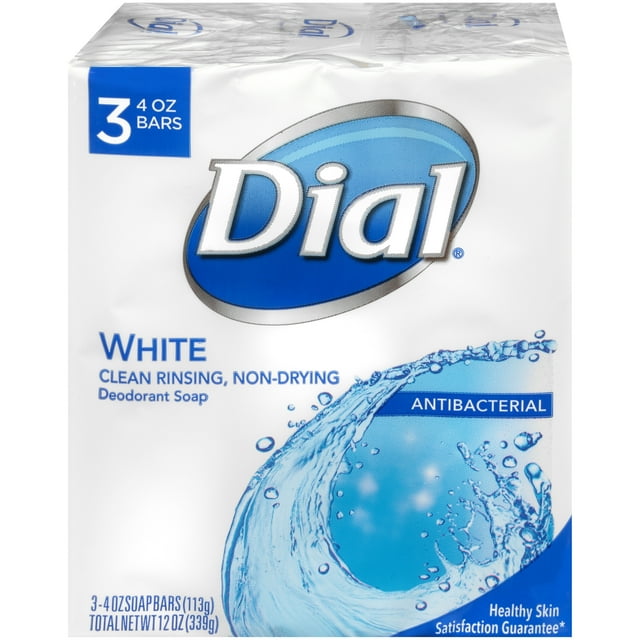 Dial Clean & Refresh Antibacterial Deodorant Bar Soap, White, 4 oz, 3 ...