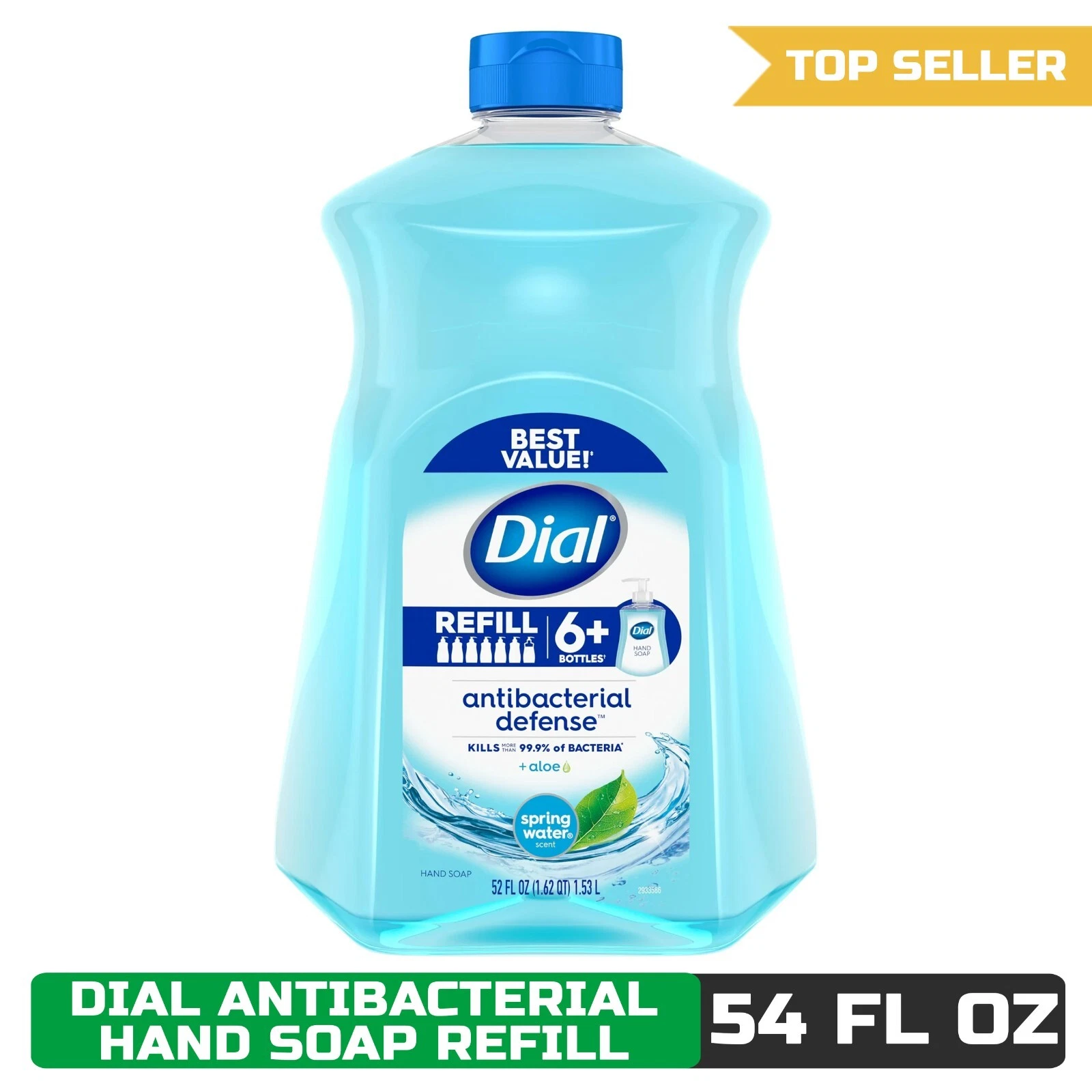 Dial Complete Antibacterial Liquid Hand Soap Refill, Spring Water, 52 ...