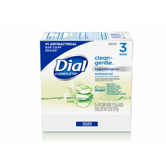 Dial Complete Clean + Gentle Antibacterial Bar Soap, Aloe, 4 oz, 3 Bars ...
