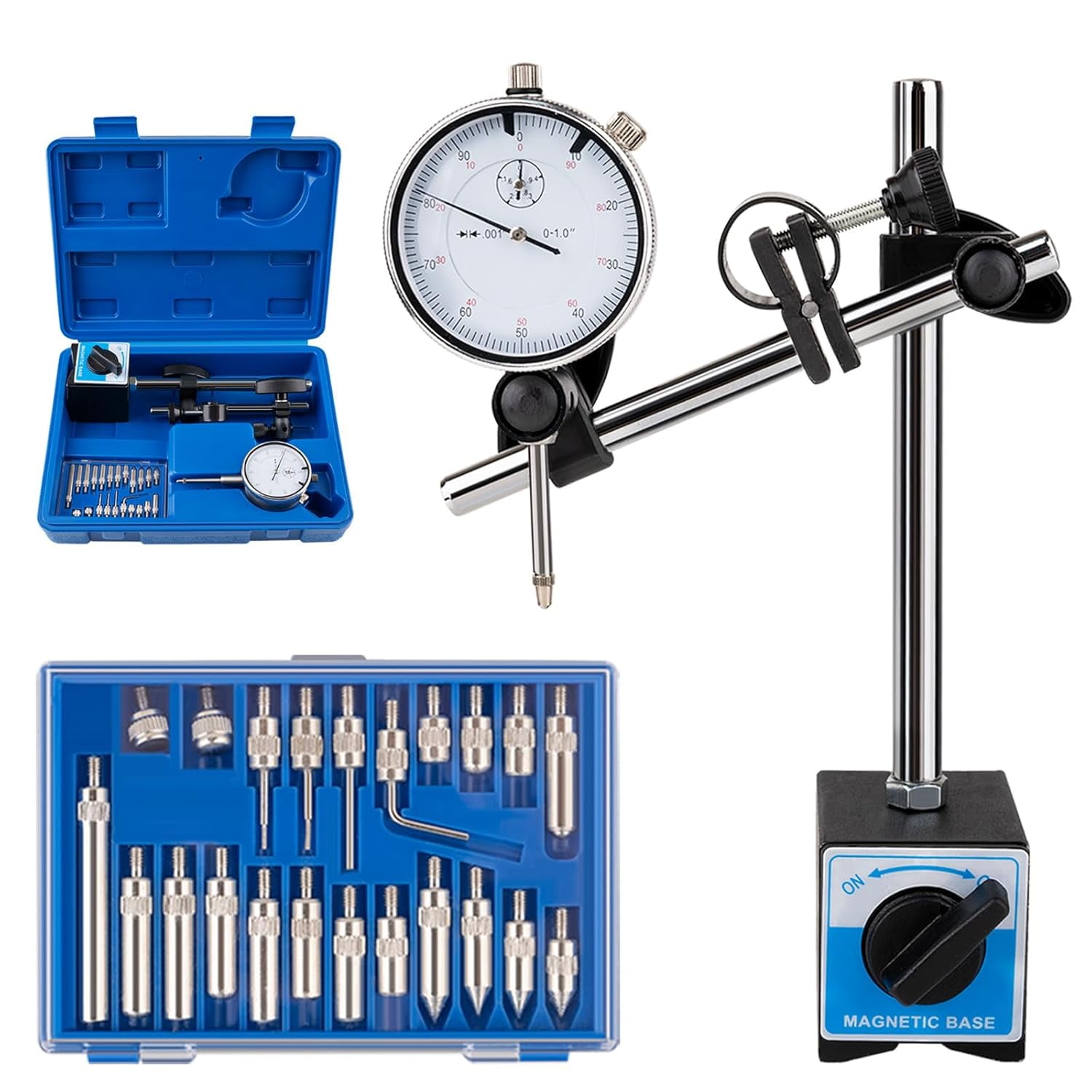 Dial Indicator with Magnetic Base, 0-1"×0.001" Precision Dial Test ...