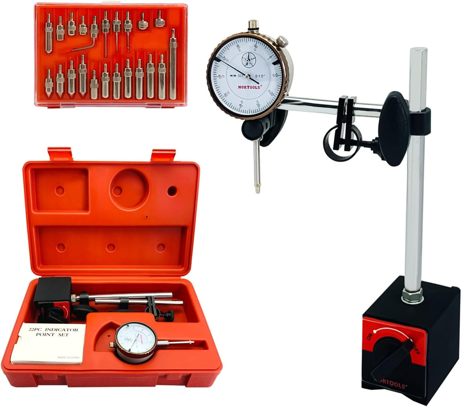 Dial Indicator with Magnetic Base 0-1.0" & Point Set Dial Test ...