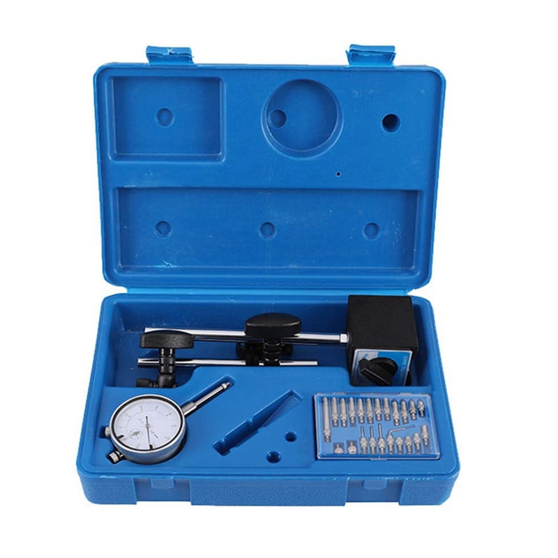 Dial Indicator with Magnetic Base Holder Fine Adjustable Long Arm 0-1 ...