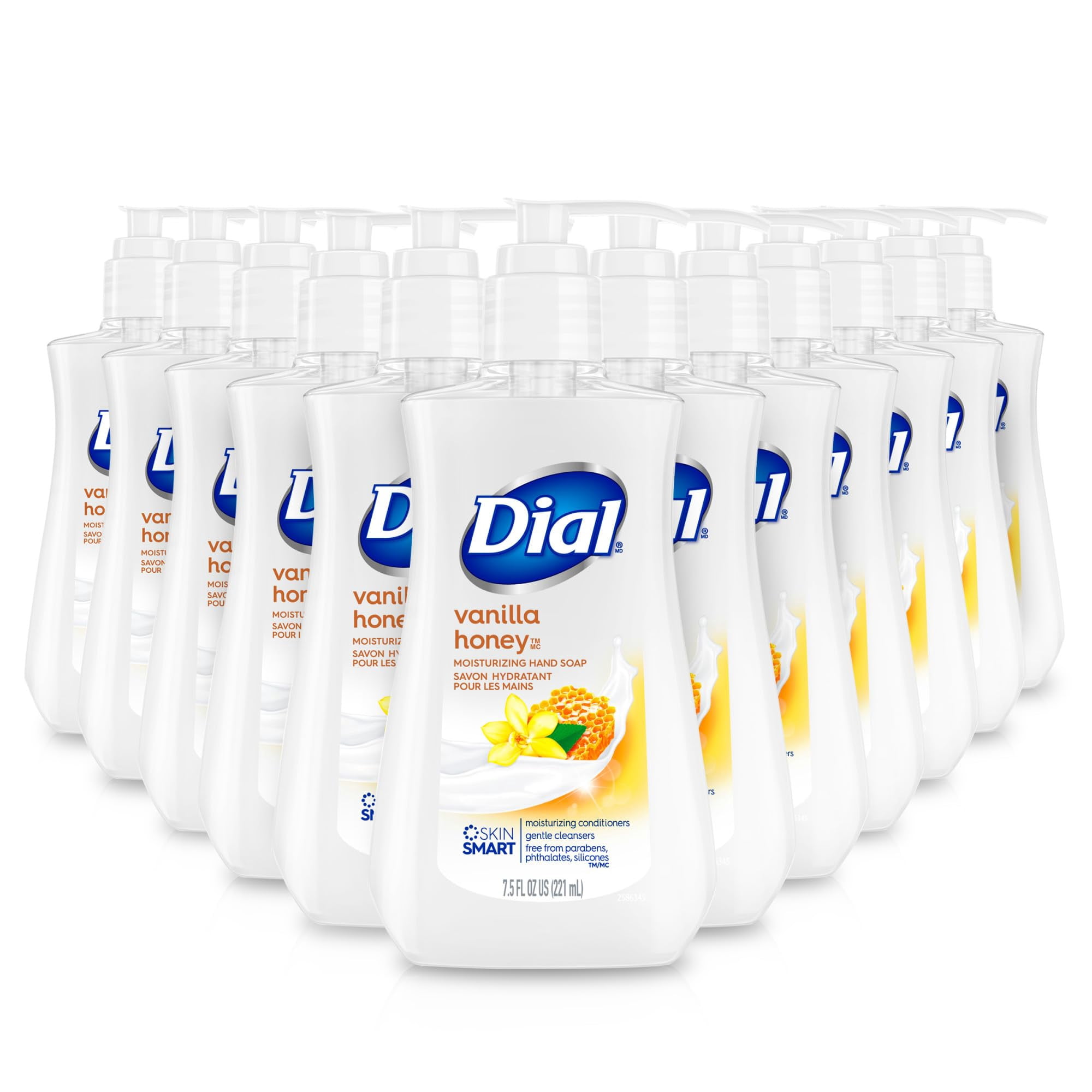 Dial Liquid Hand Soap, Vanilla Honey, 7.5 fl oz, Pack of 12 - Walmart ...