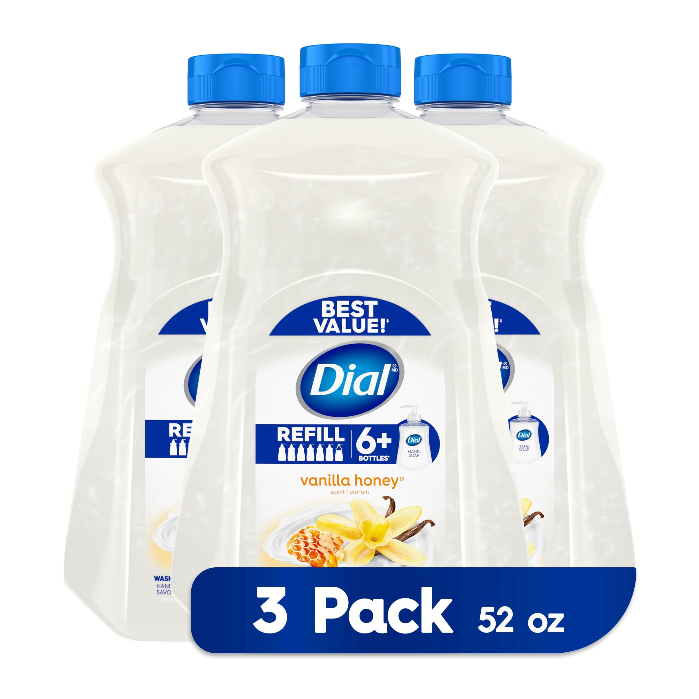 Dial Liquid Hand Soap YYF14 Refill, Vanilla Honey, 52 fl oz (Pack of 3) - Walmart.com