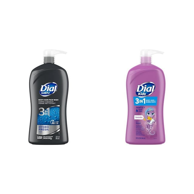 Dial Men 3In1 Body, Hair And Face Wash, Hydro Fresh, 32 Fl Oz & Kids 3 ...