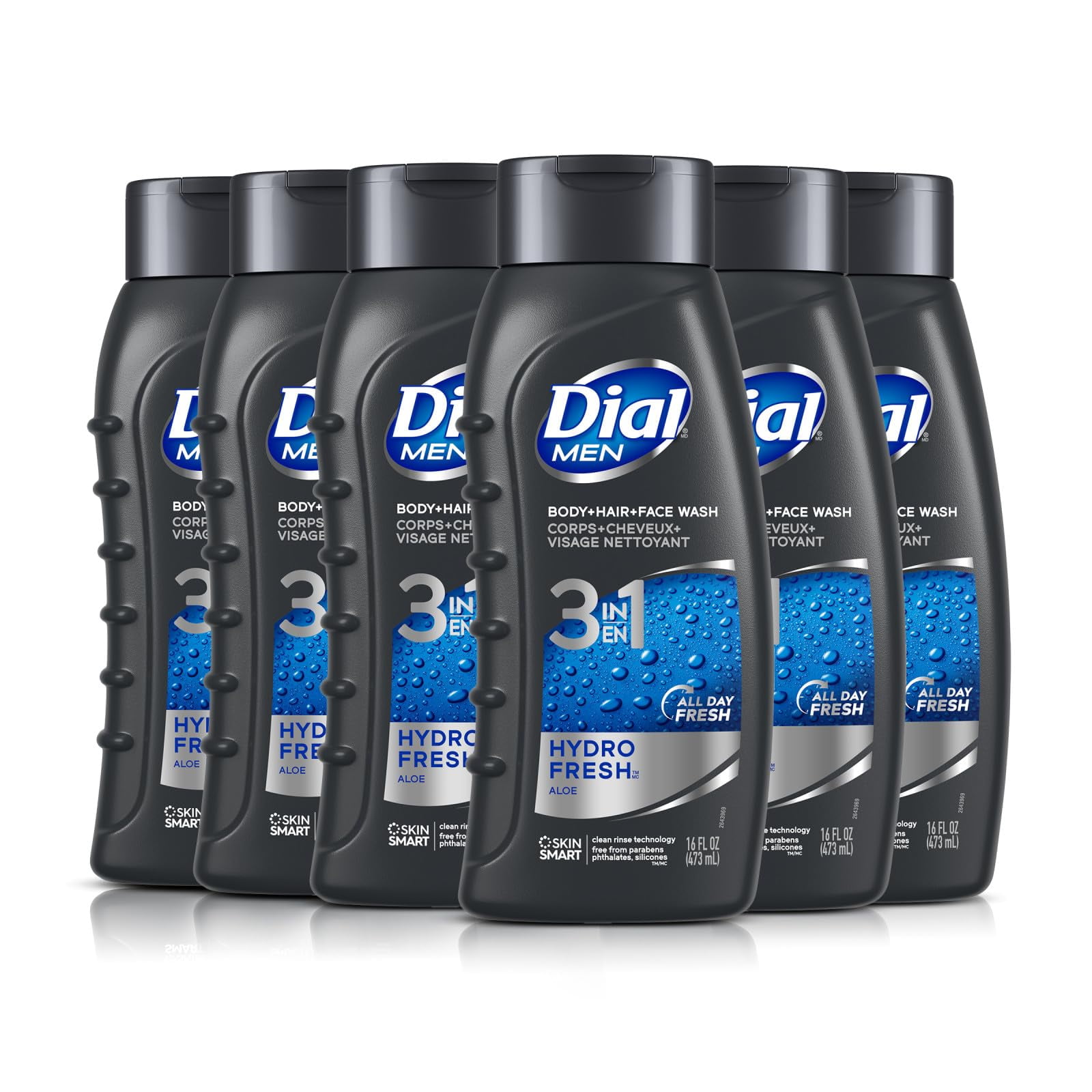 Dial Men 3in1 Body, Hair HYZ01 and Face Wash, Hydro Fresh, 16 fl oz ...