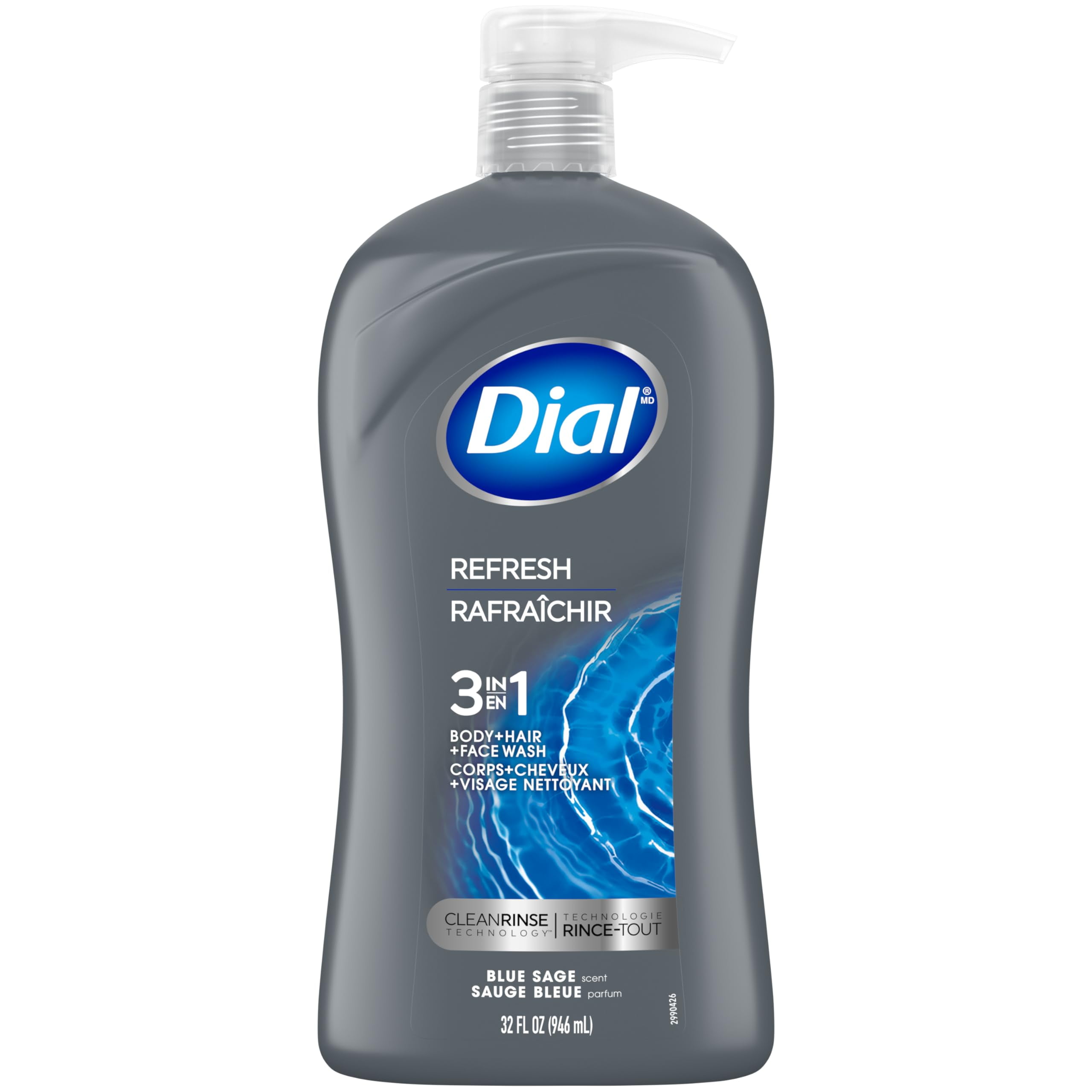 Dial Men 3in1 Body, IRF13 Hair and Face Wash, Hydro Fresh, 32 fl oz ...