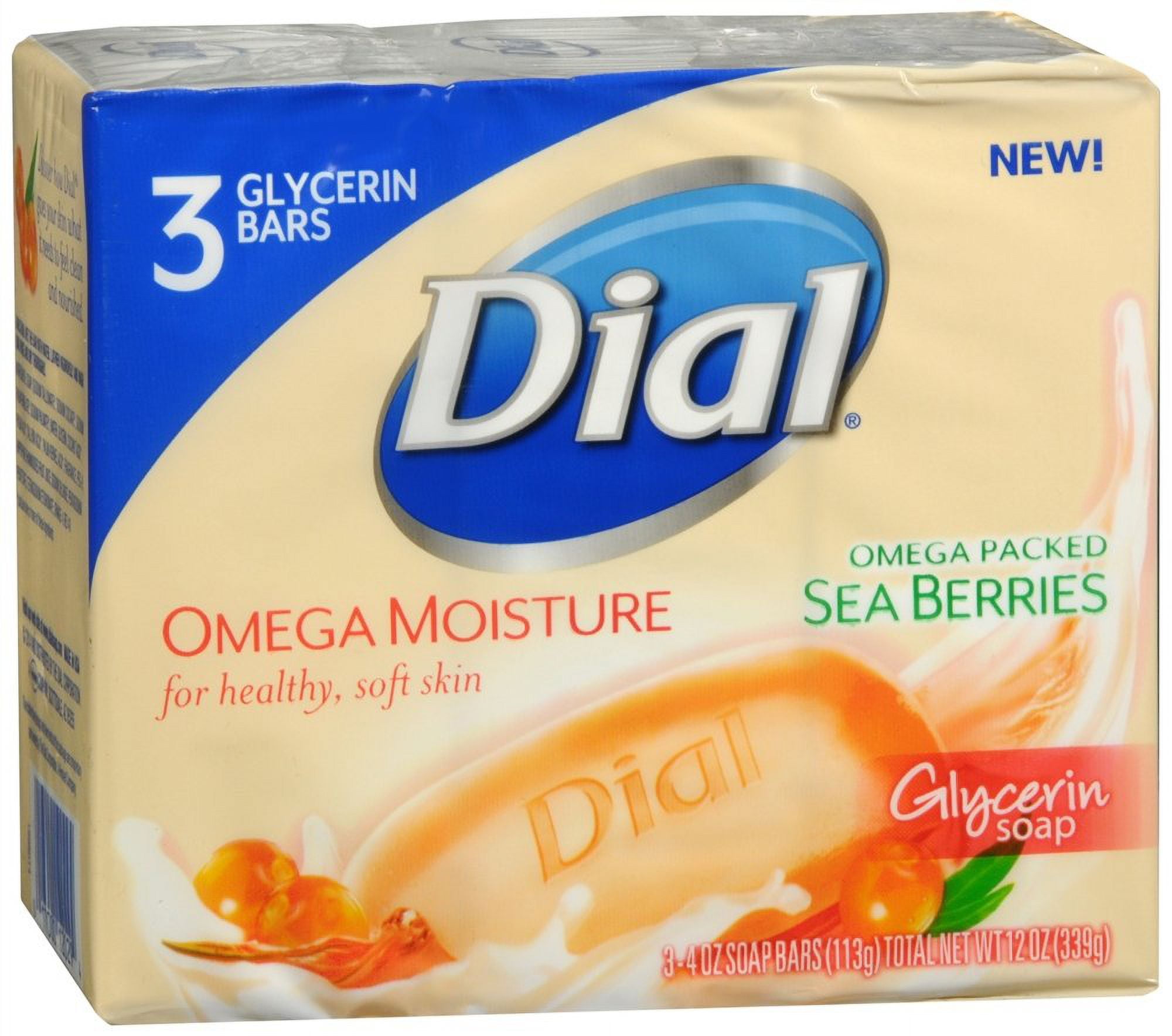 Dial Omega Moisture Glycerin Bar Soap, Sea Berries, 3 Count (Pack of 1 ...