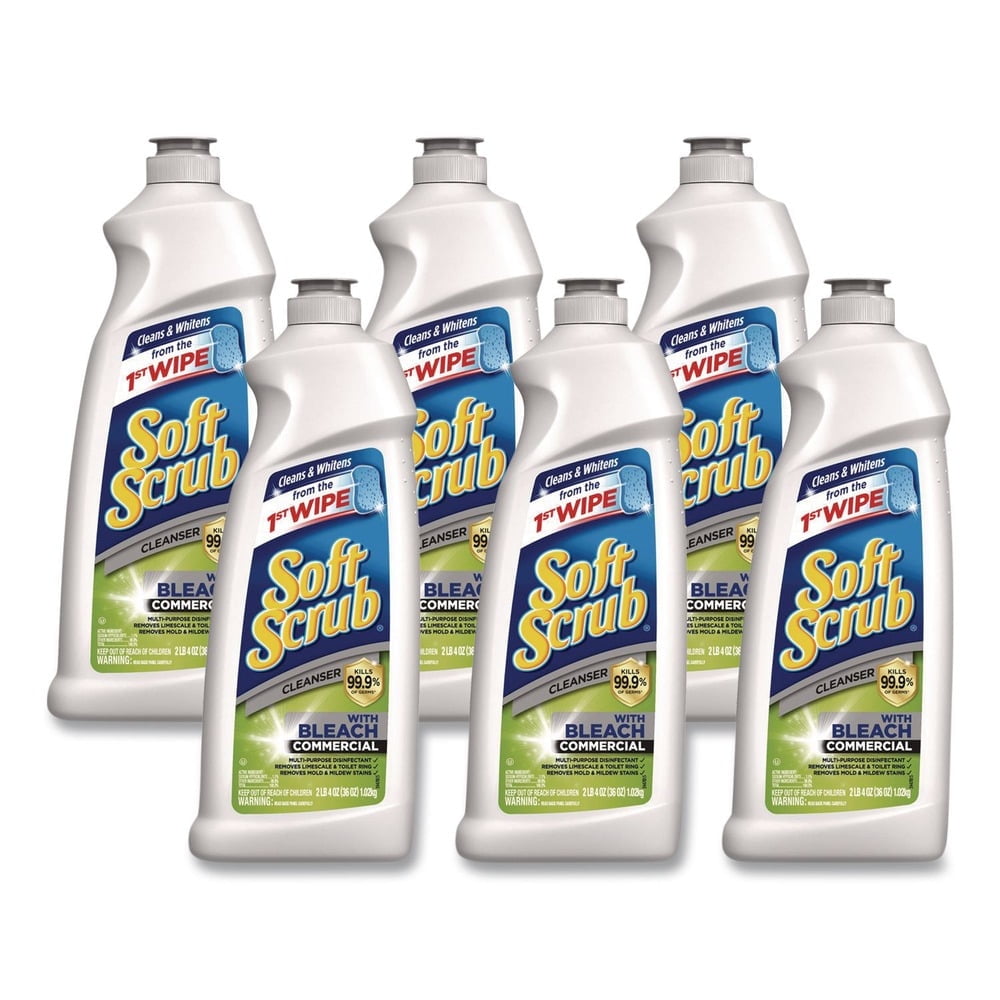 Soft Scrub Cleanser with Bleach, Kills 99.9% of Germs, 36 oz (Pack of 6 ...