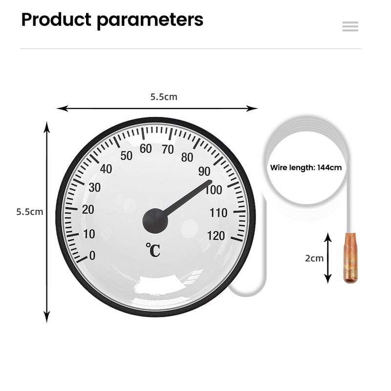 Dial Thermometer Capillary Temperature Gauge - 40 ℃ to 40 ℃ or 0 ℃ to 120 ℃ water & oil with ...