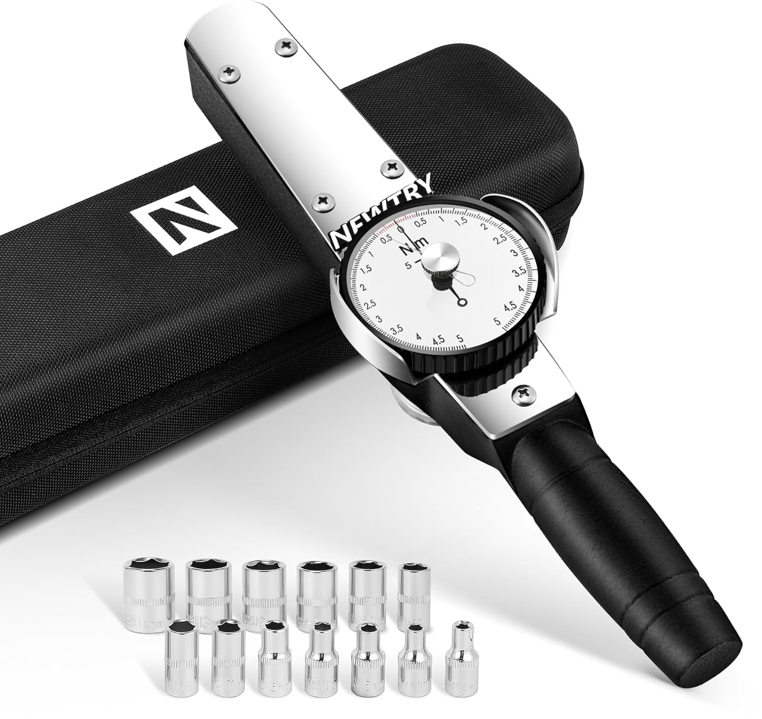 Dial Torque Wrench, 0.5-5N.m Dial Indicator Torque Wrench with Sockets ...