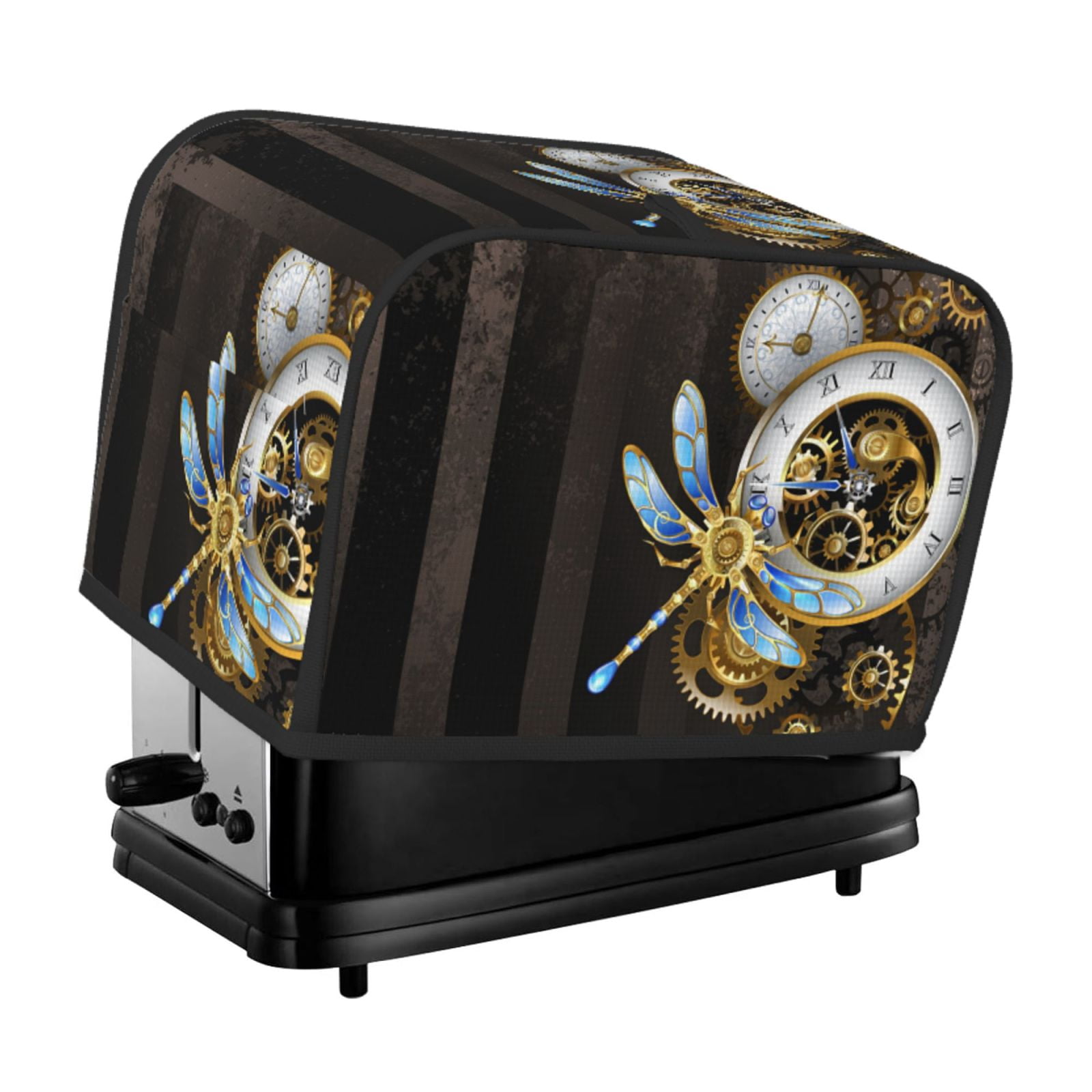 Dials With Dragonfly Steampunk Gold Clock 2 Slice Toaster Cover Bread ...