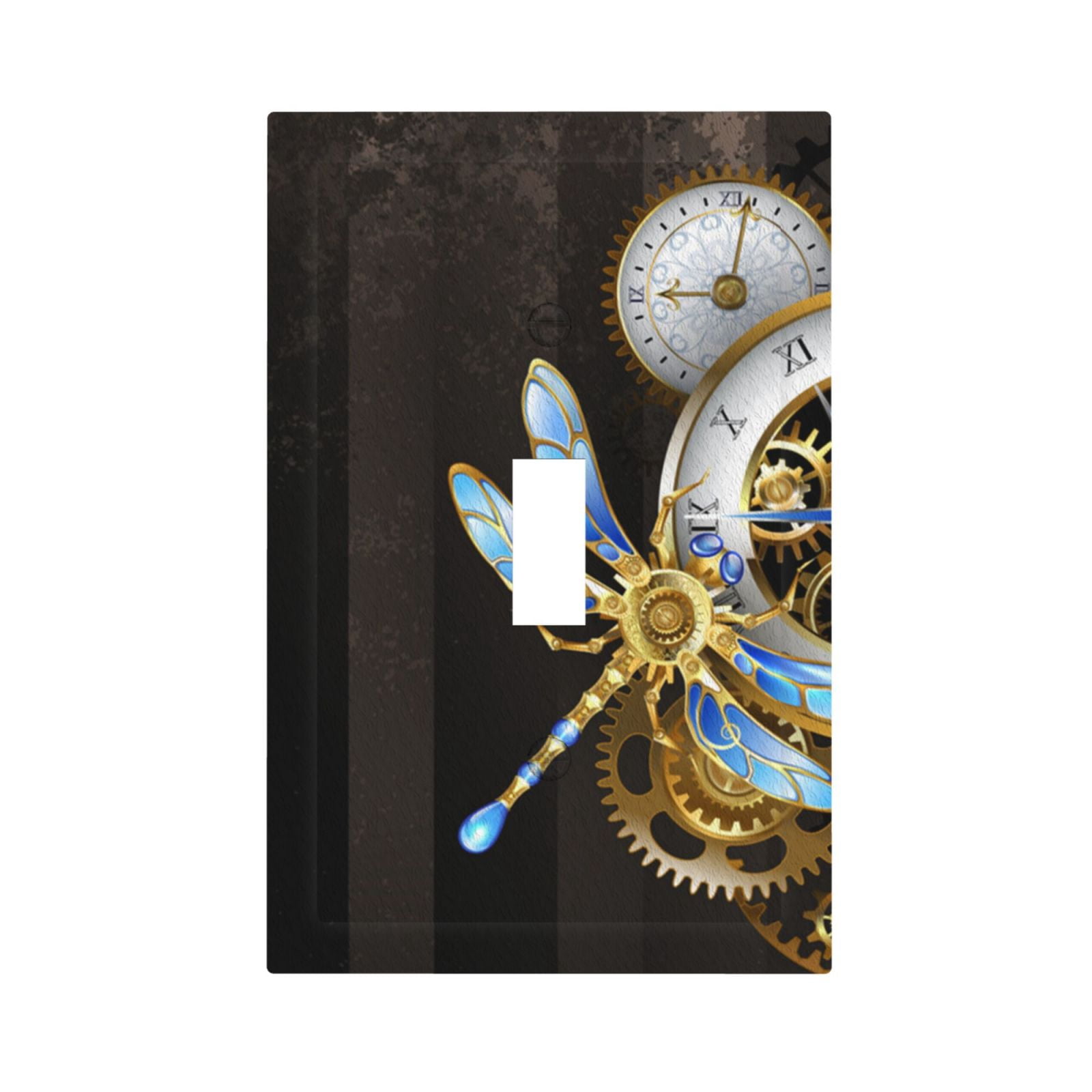 Dials With Dragonfly Steampunk Gold Clock Light Switch Cover Decorator ...