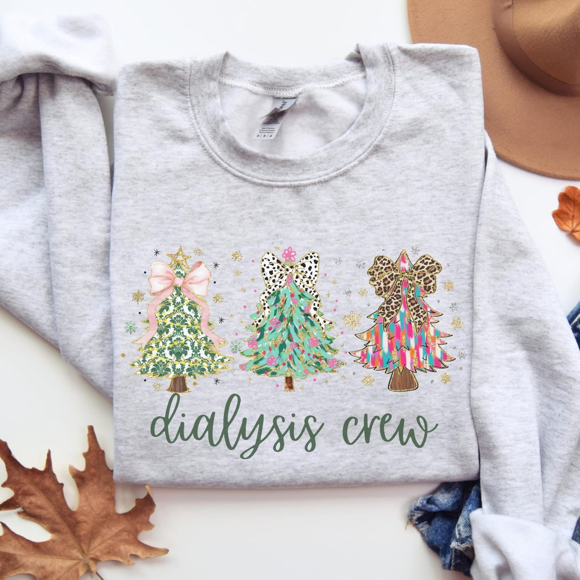 Dialysis Crew Colorful Tree Sweatshirt, Dialysis Nurse Crewneck Shirt ...