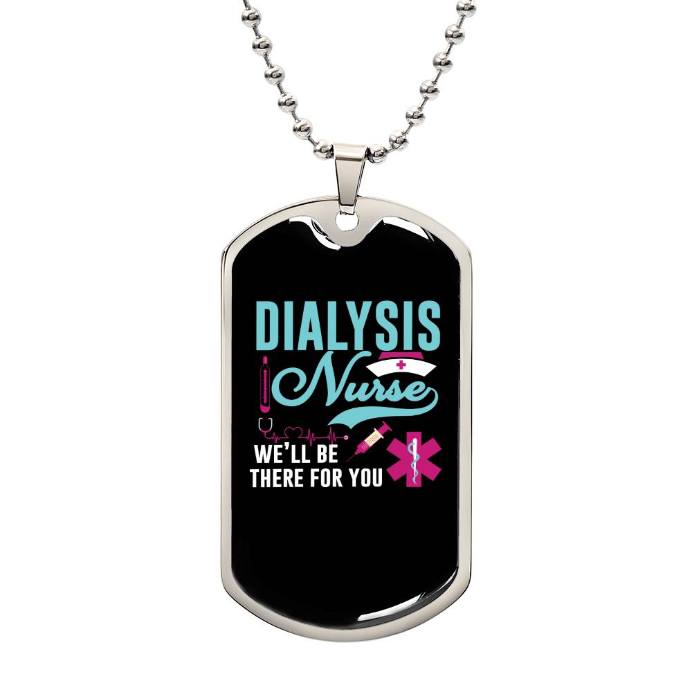Dialysis Nurse Dog Tag - Graphic Military Dog Tag Necklace (Optional ...