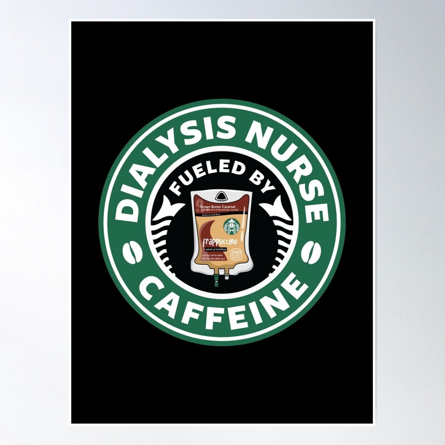 Dialysis Nurse Fueled By Caffeine Poster Wall Art, Modern Wall Decor ...