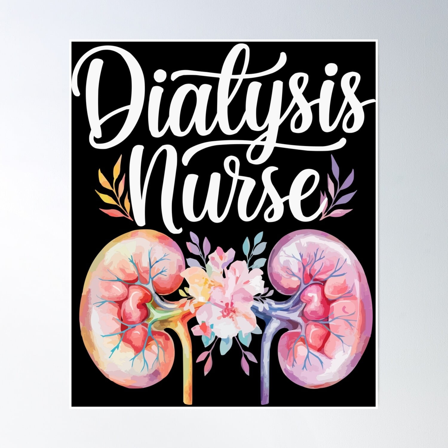 Dialysis Nurse With Flowers Poster Wall Art, Modern Wall Decor, 8x12 ...