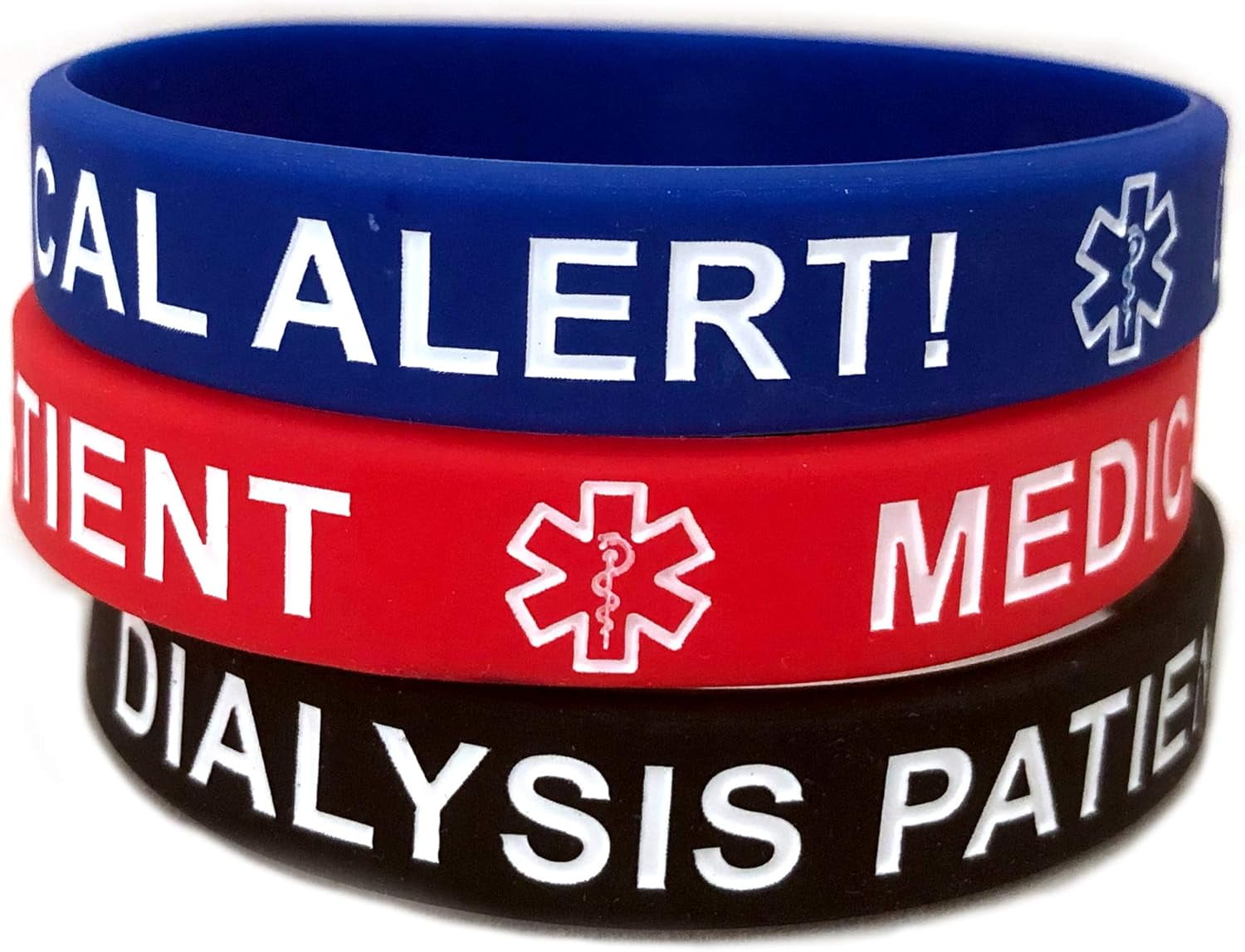 Dialysis Patient Adult Silicone Medical Alert Bracelets Lot of 3 ...