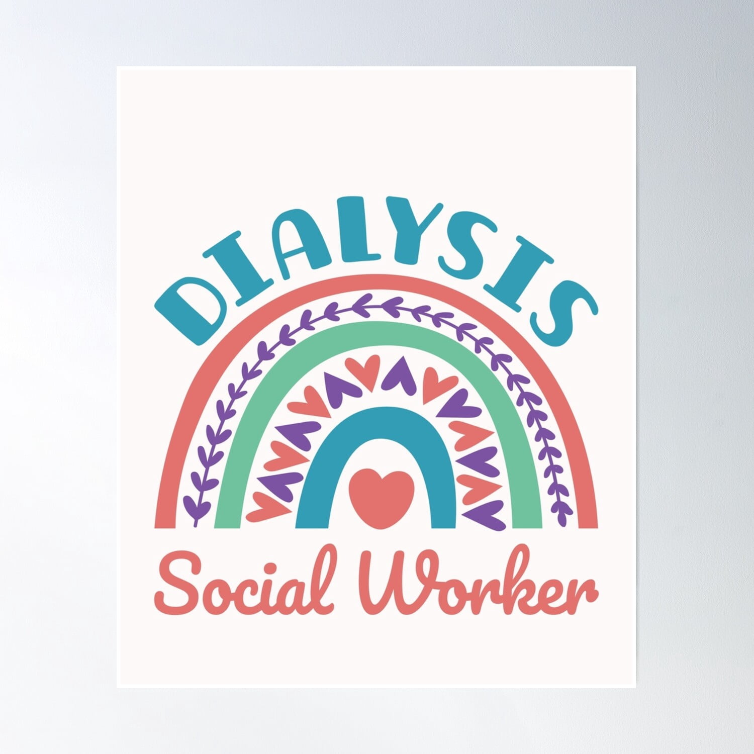 Dialysis Social Worker Boho Rainbow Poster Wall Art, Modern Wall Decor ...