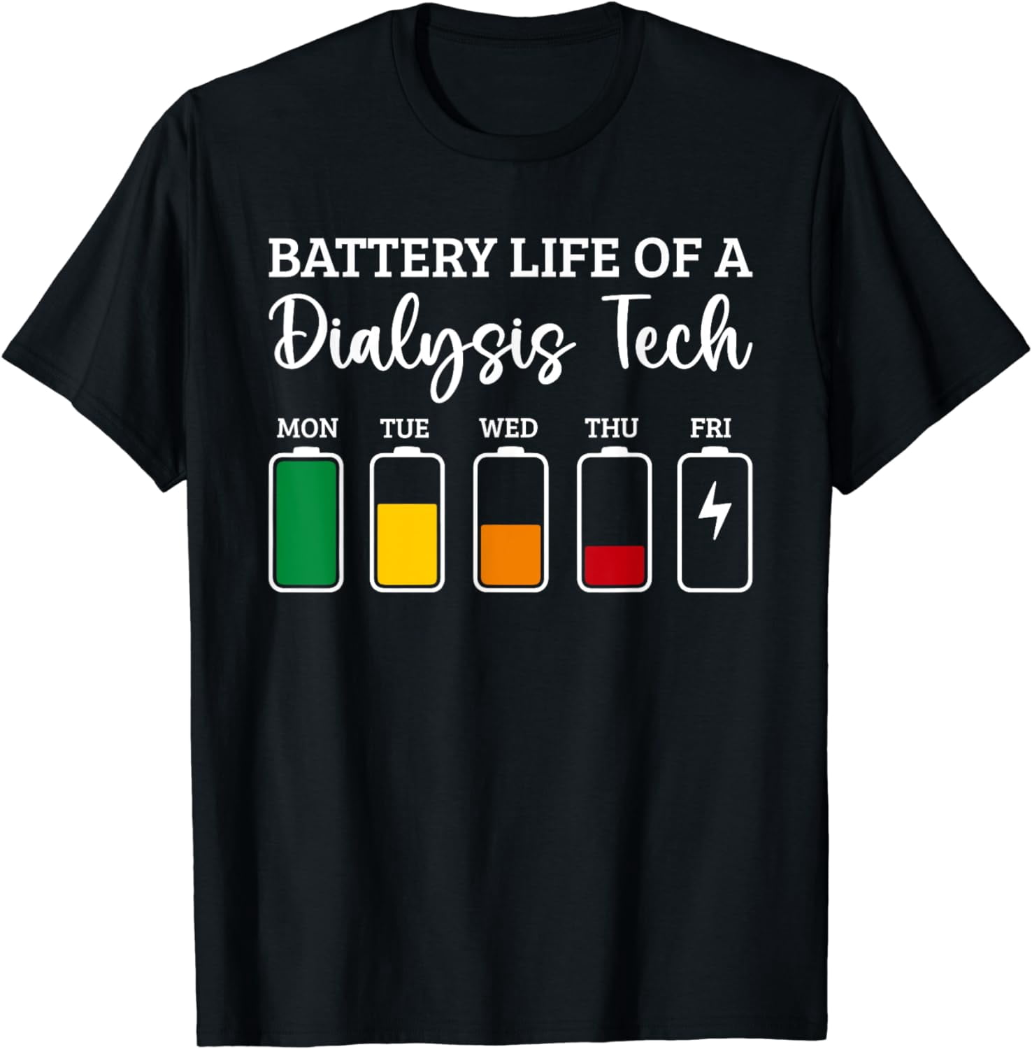 Dialysis Technician Nephrology Battery Life Dialysis Tech T-Shirt ...