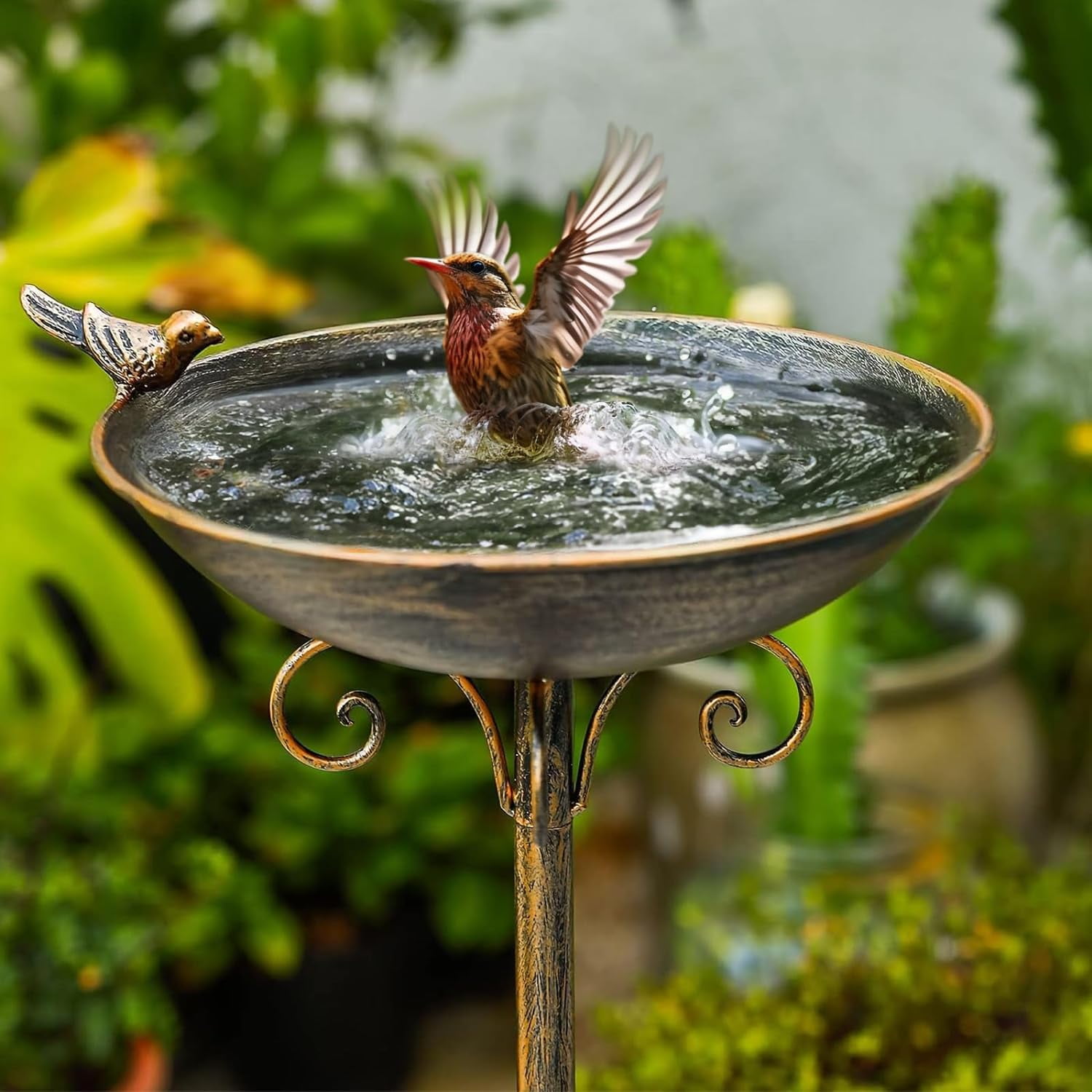 Diam 11.4" W*27.6" H Cast Iron Pedestal Bird Bath, Bird Baths for ...