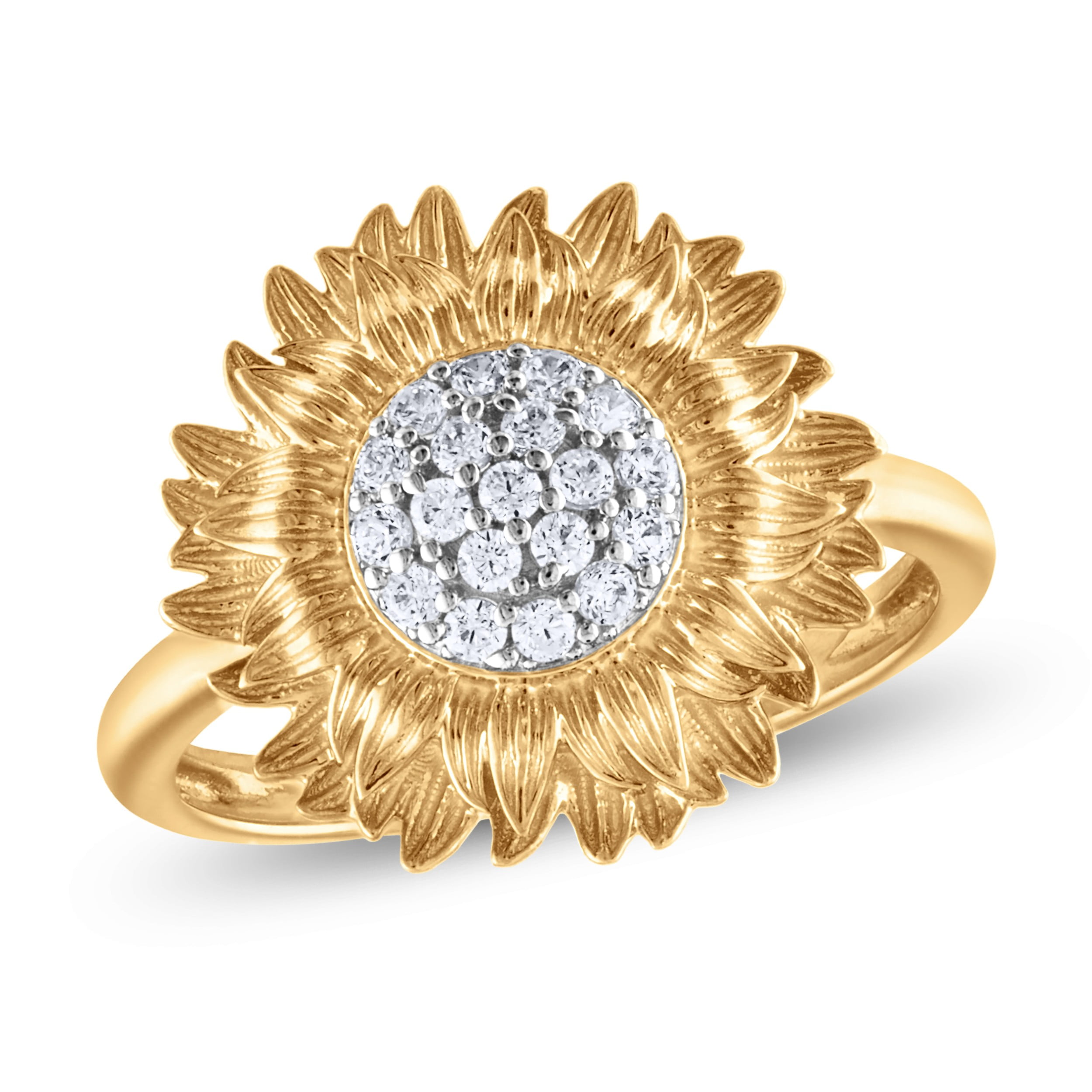 Diamaison 1/5 Cttw Natural White Diamond Sunflower Ring for Adult in ...