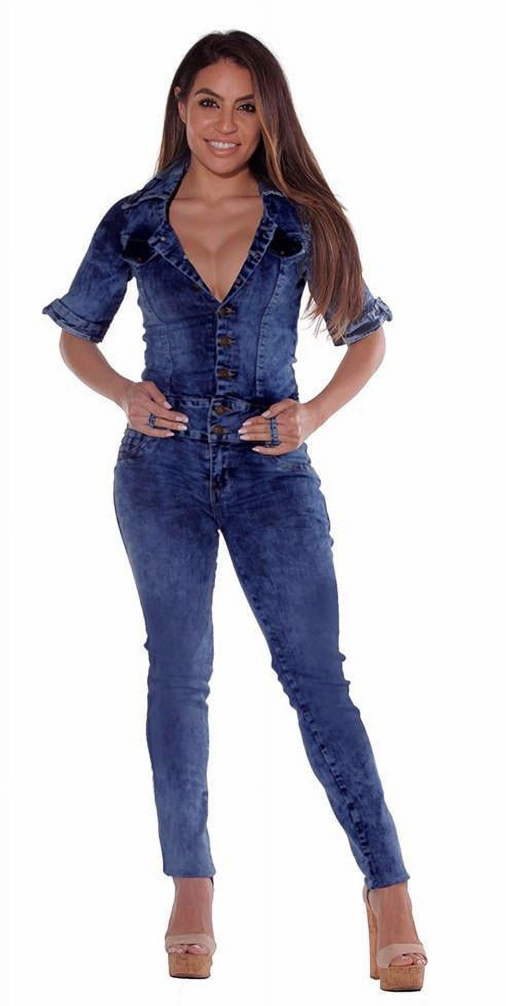 Diamante Colombian Design Butt Lifter Denim Jumpsuit - Walmart.com