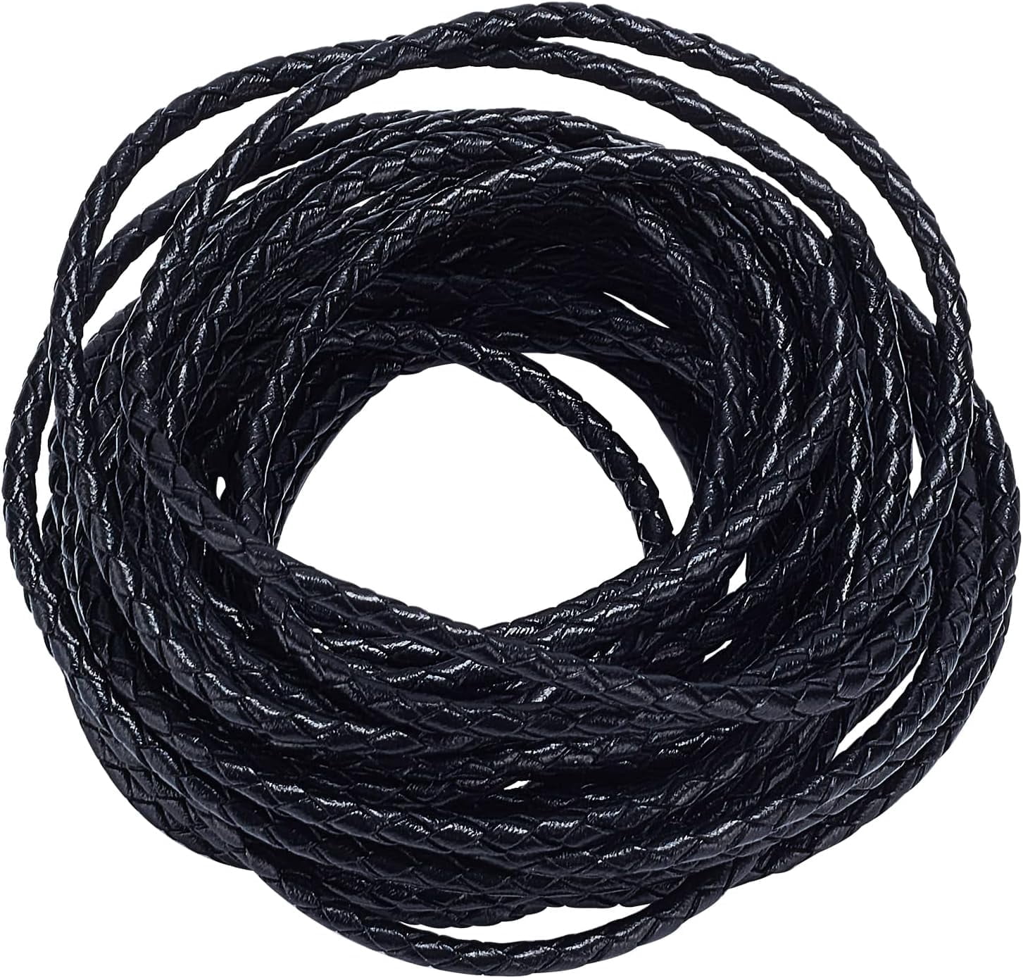 Diameter 3mm Black Round Folded Bolo Genuine Leather Cords for Necklace ...