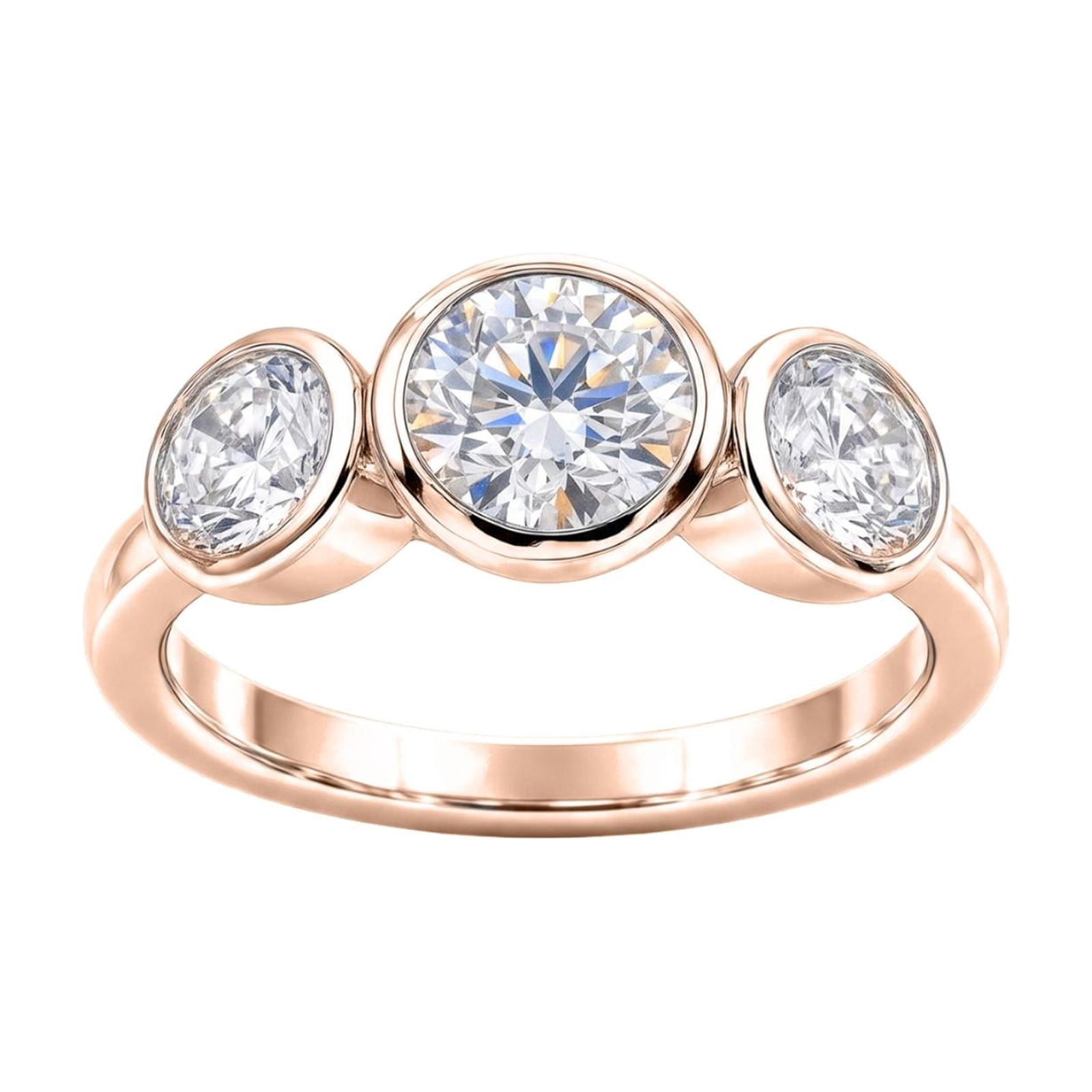 Diamonair Lab-Grown Diamond Bezel Set Ring for Women | 14K Rose Gold ...