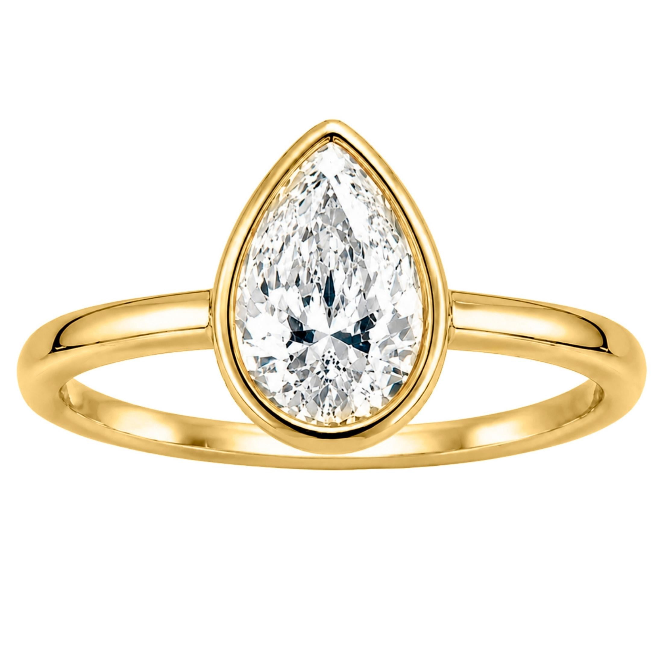 Diamonair Lab-Grown Diamond Solitaire Bezel Set Ring for Women | 14K ...