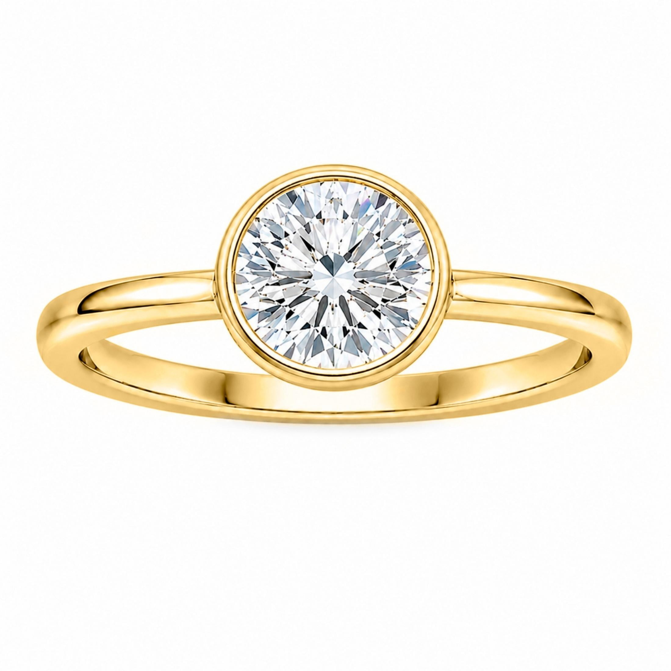 Diamonair Lab-Grown Diamond Solitaire Bezel Set Ring for Women | 14K ...