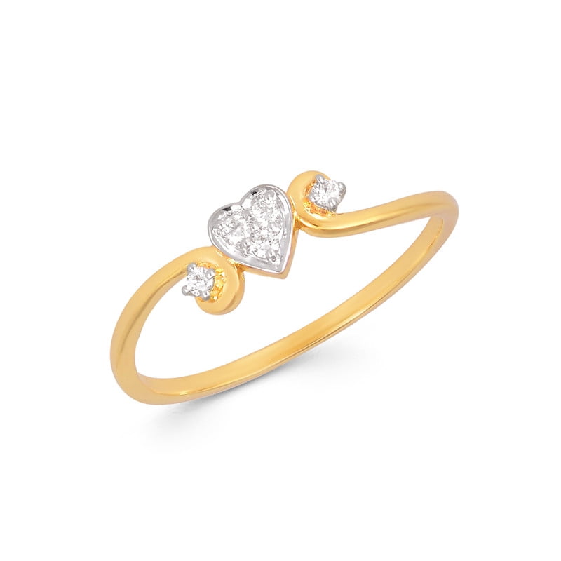 Diamond 18K Yellow Gold Heart Love Ring, Elegant Design, Perfect ...