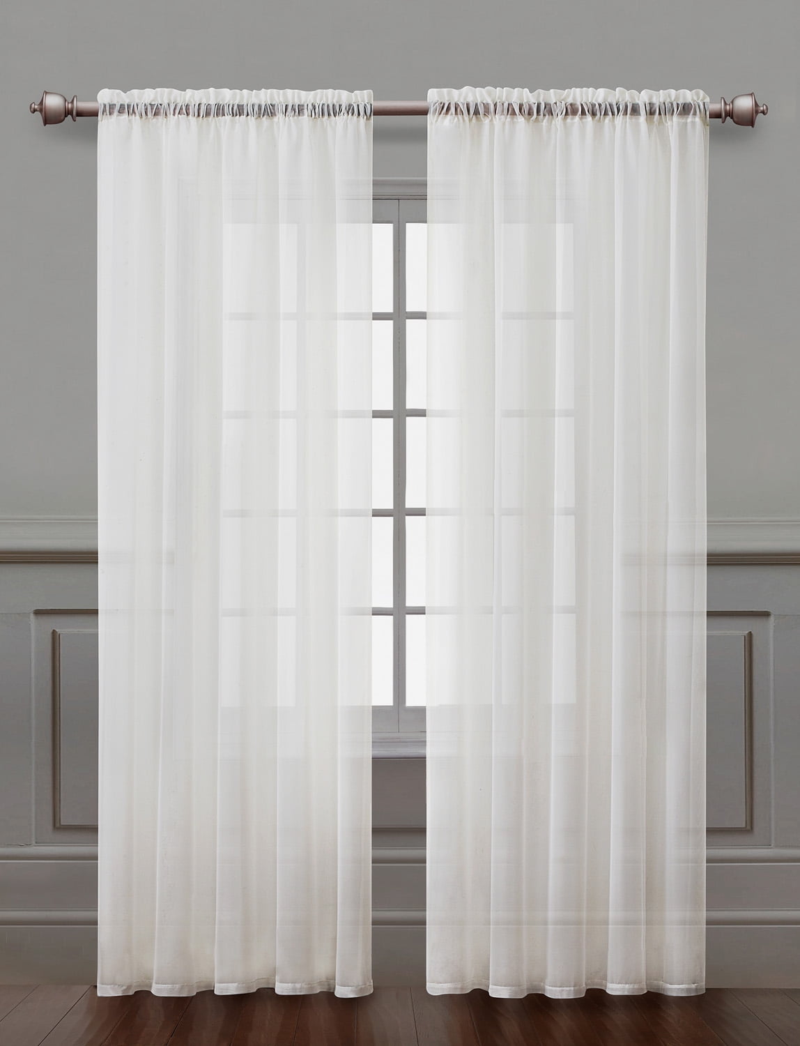 Diamond 2-Pack Sheer Rod Pocket Window Panel, White, 54x84 Inches ...