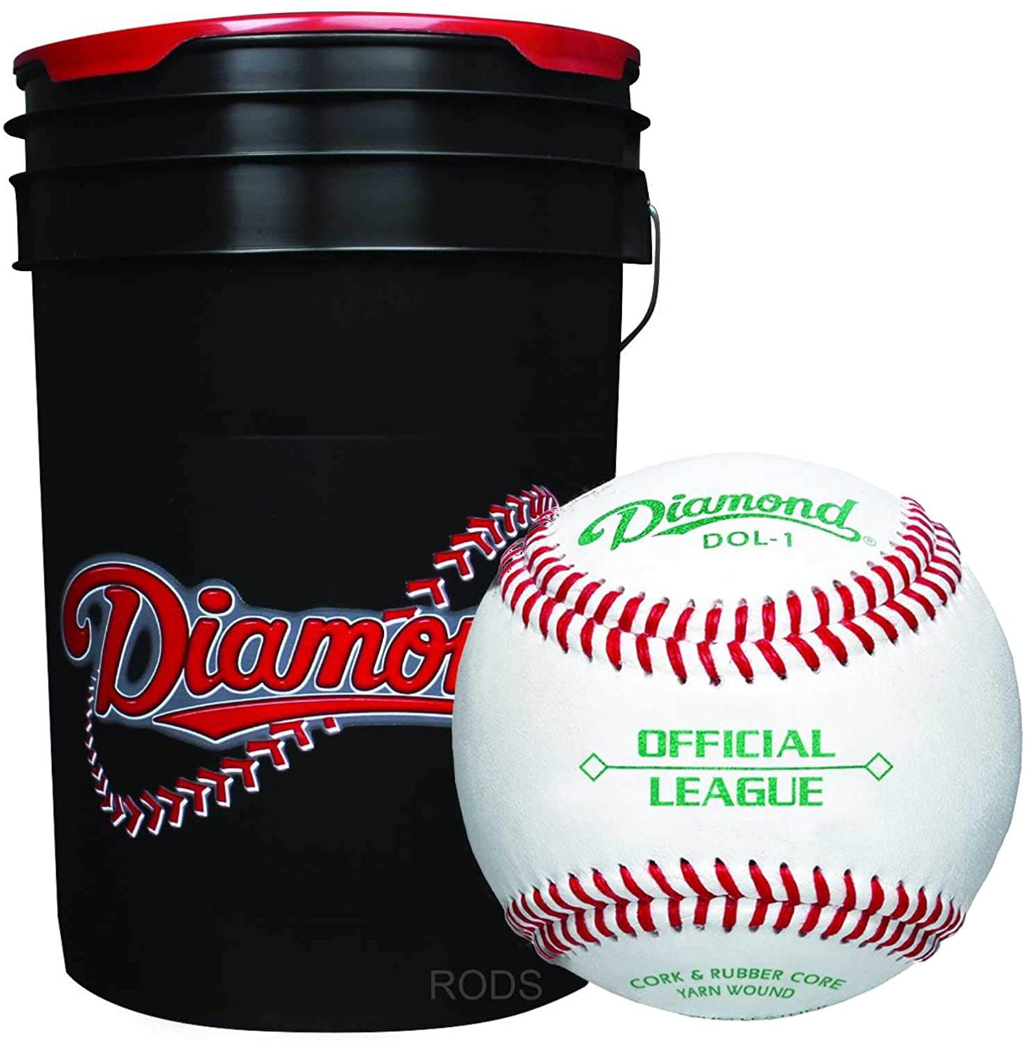 Diamond 6-Gallon Ball Bucket with 30 DOL-1 Official League Baseballs ...